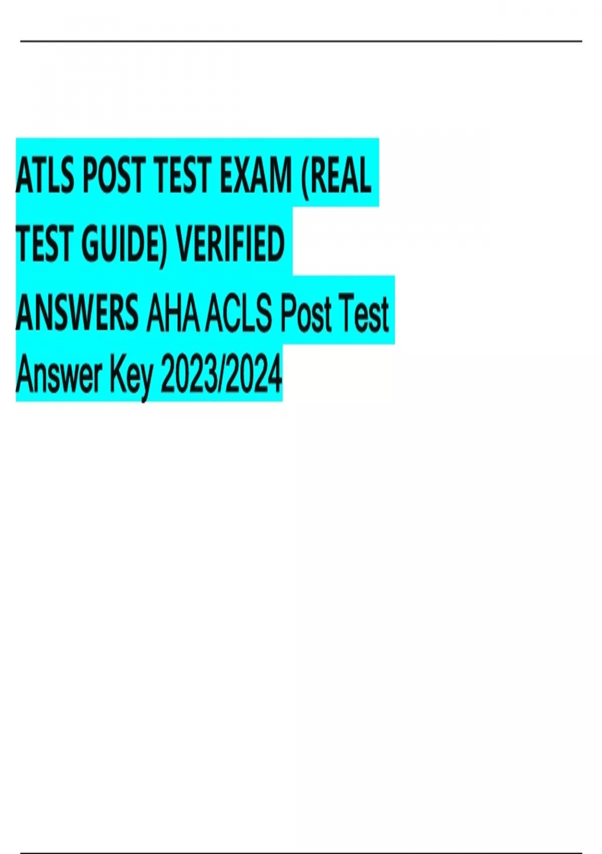 Aha Acls Post Test Answer Key 2020