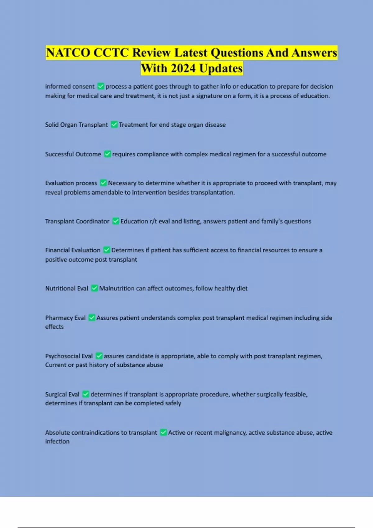 NATCO CCTC Review Latest Questions And Answers With 2024 Updates ...