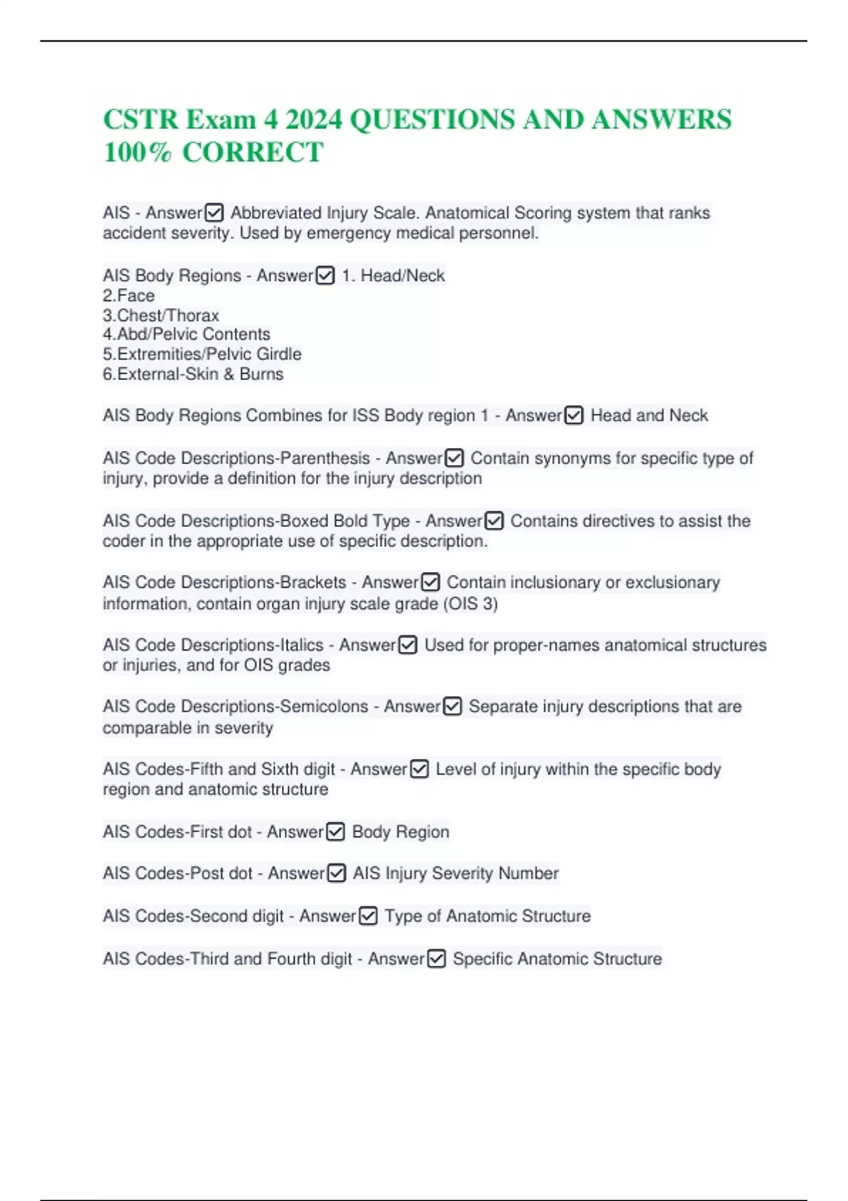 CSTR Exam 4 2024 QUESTIONS AND ANSWERS 100% CORRECT - Cstr - Stuvia US