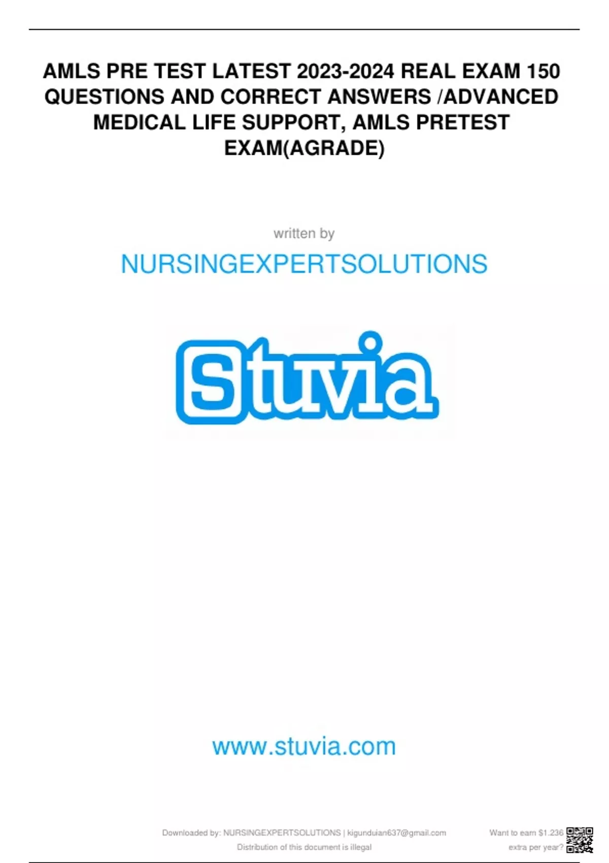 AMLS PRE TEST LATEST REAL EXAM 150 QUESTIONS AND CORRECT ANSWERS ...