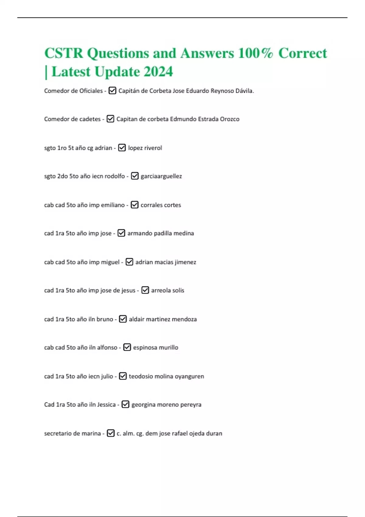 CSTR Questions and Answers 100% Correct | Latest Update 2024 - Cstr ...