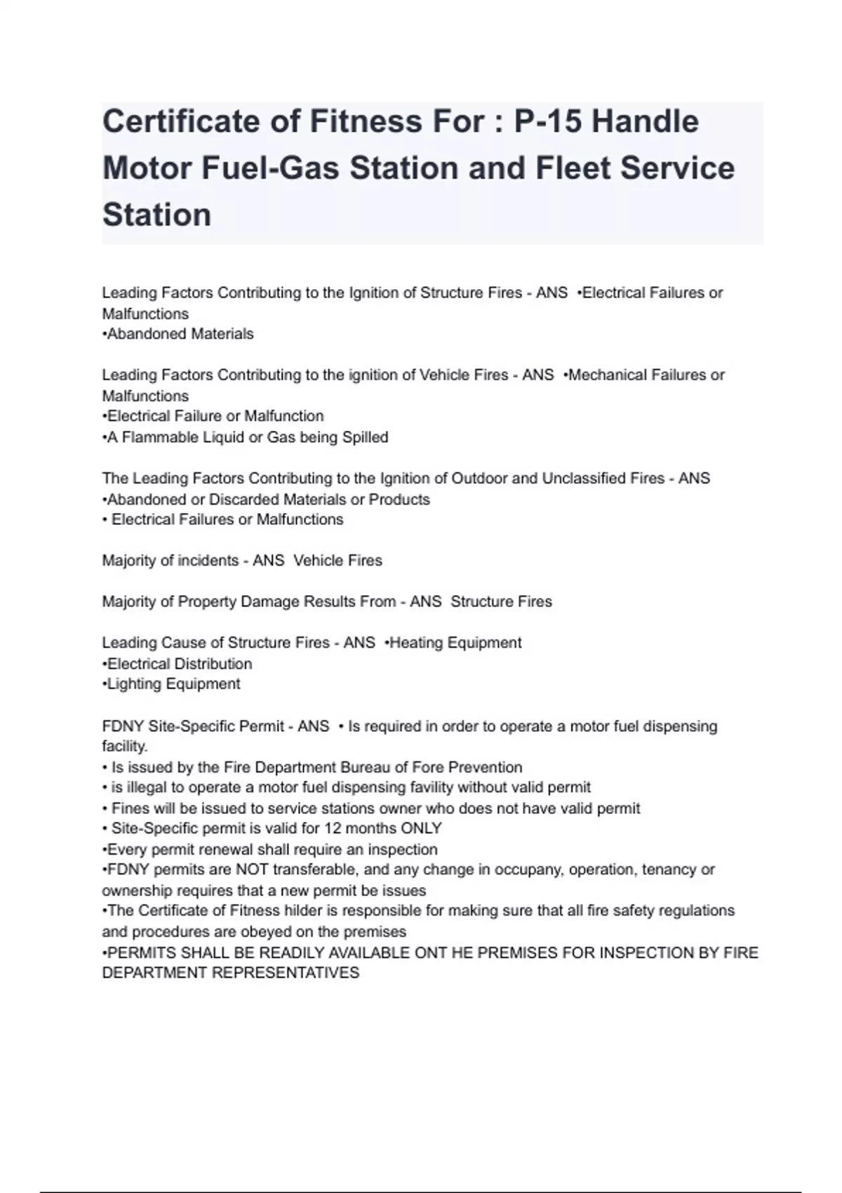 Certificate of Fitness For : P-15 Handle Motor Fuel-Gas Station and ...