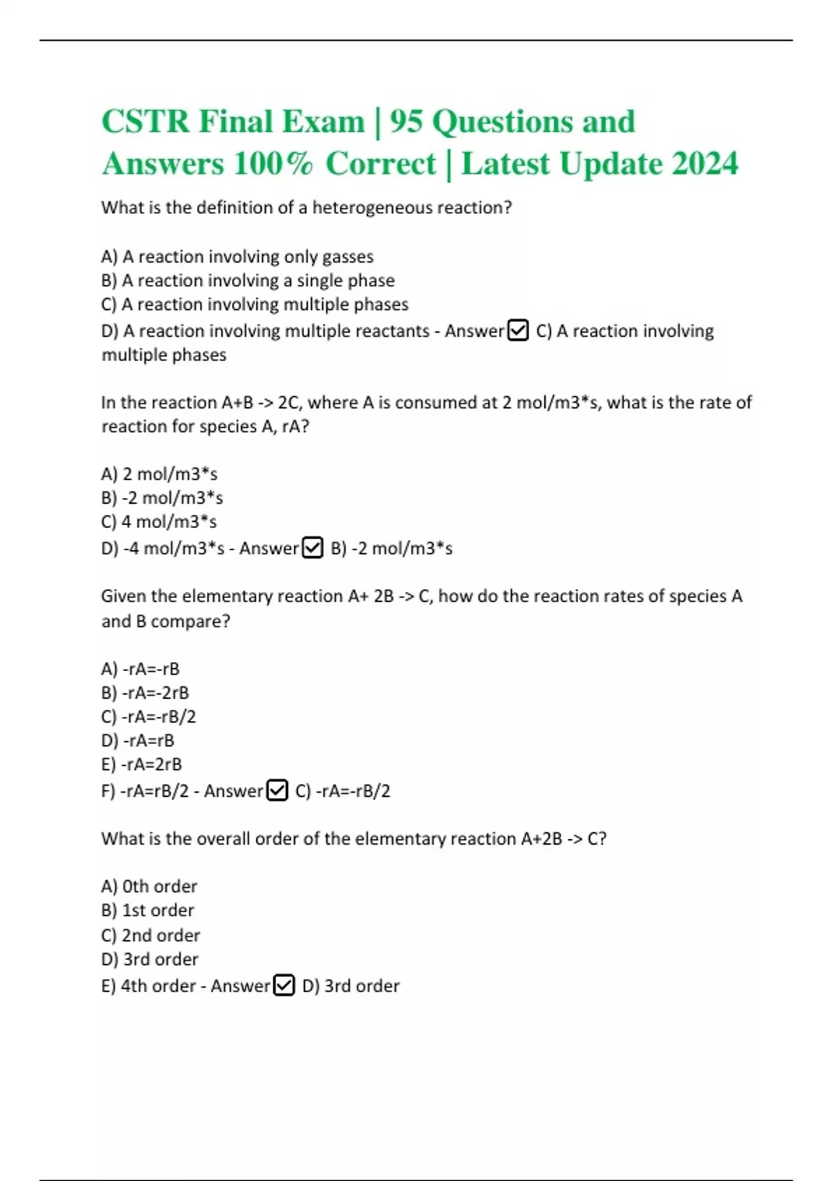 CSTR Final Exam | 95 Questions and Answers 100% Correct | Latest Update ...