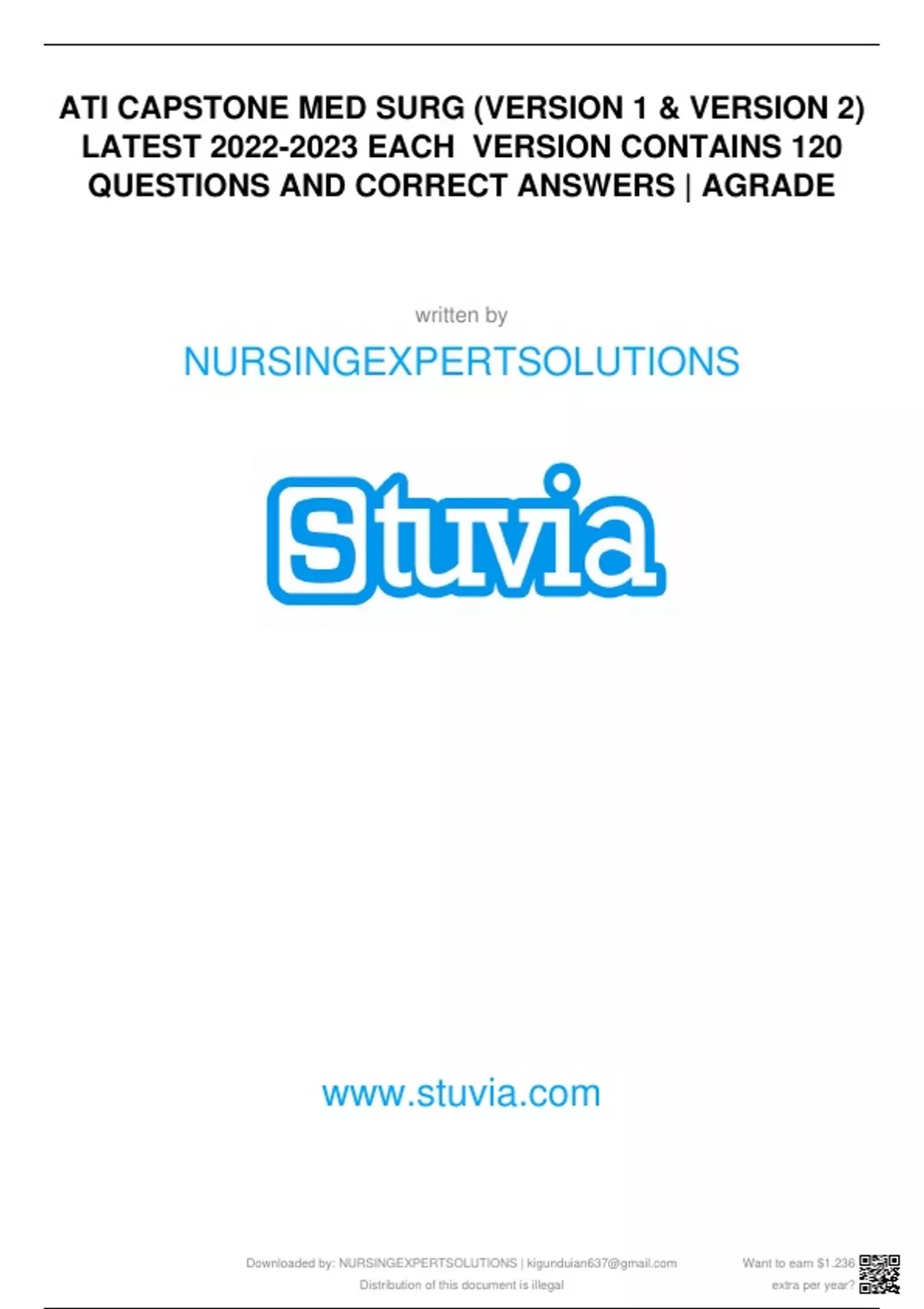 ATI CAPSTONE MED SURG (VERSION 1 & VERSION 2) LATEST EACH VERSION ...