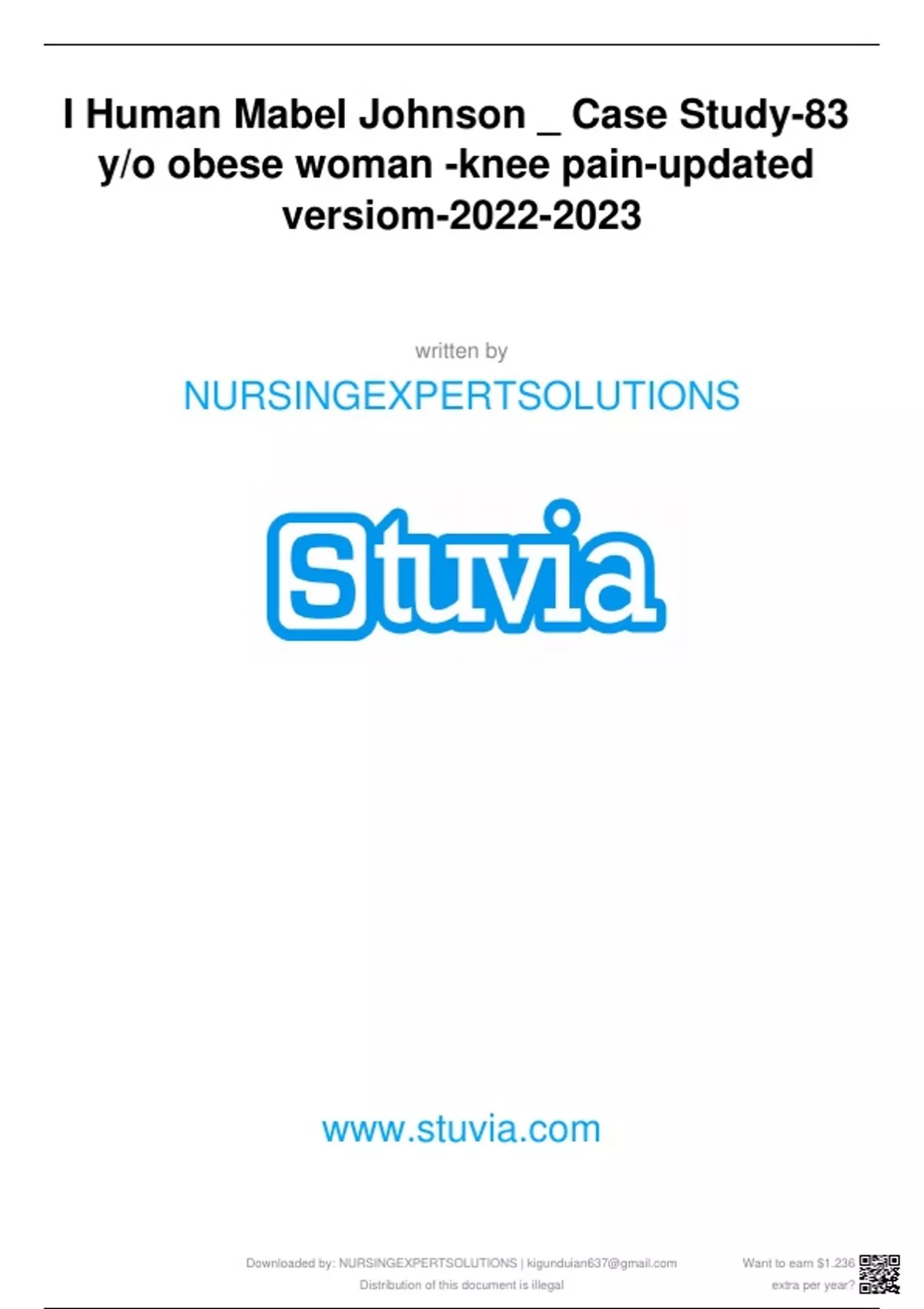 I Human Mabel Johnson _ Case Study-83 y/o obese woman -knee pain ...