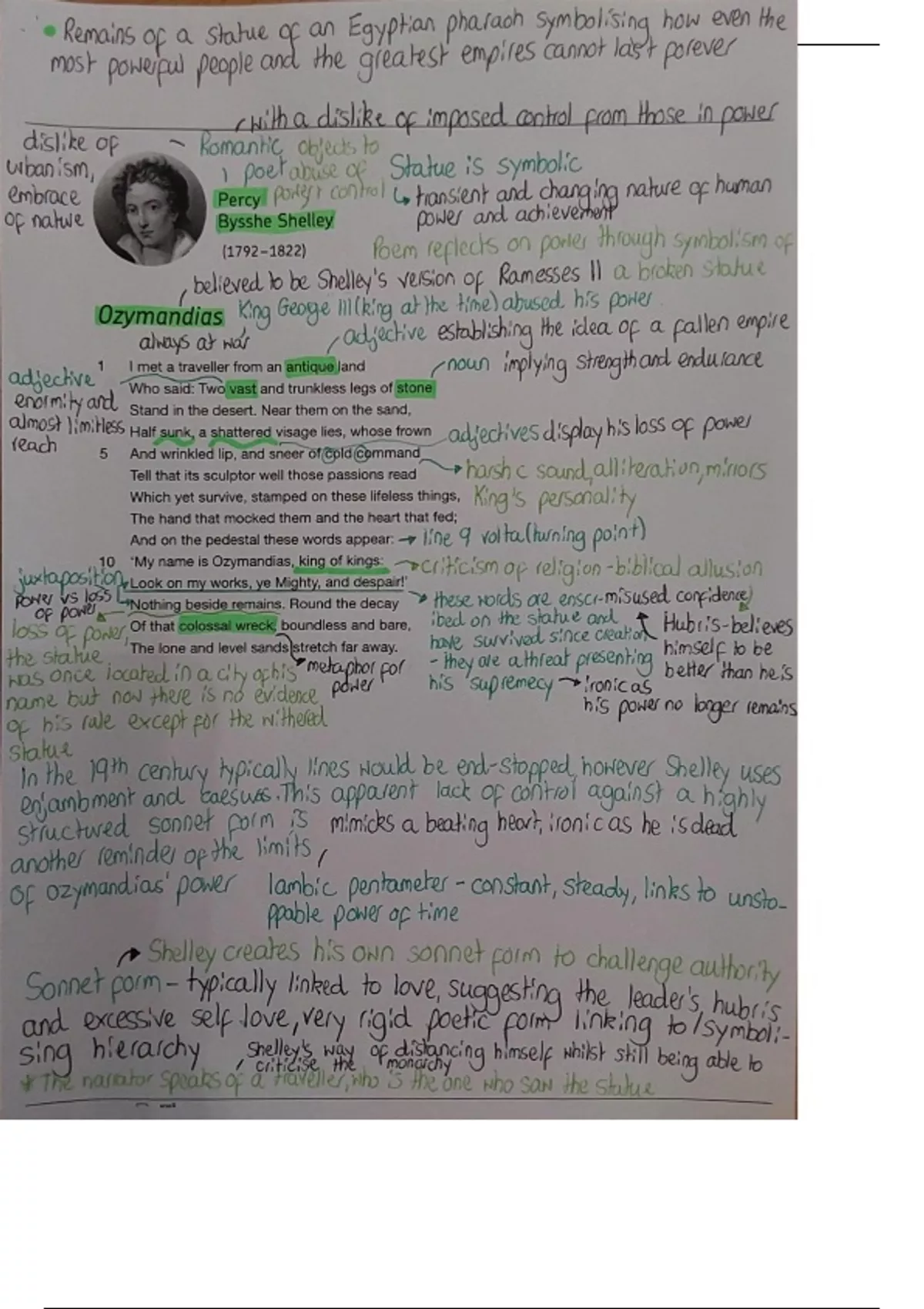 Summary GCSE AQA English Literature Power and Conflict poetry ...