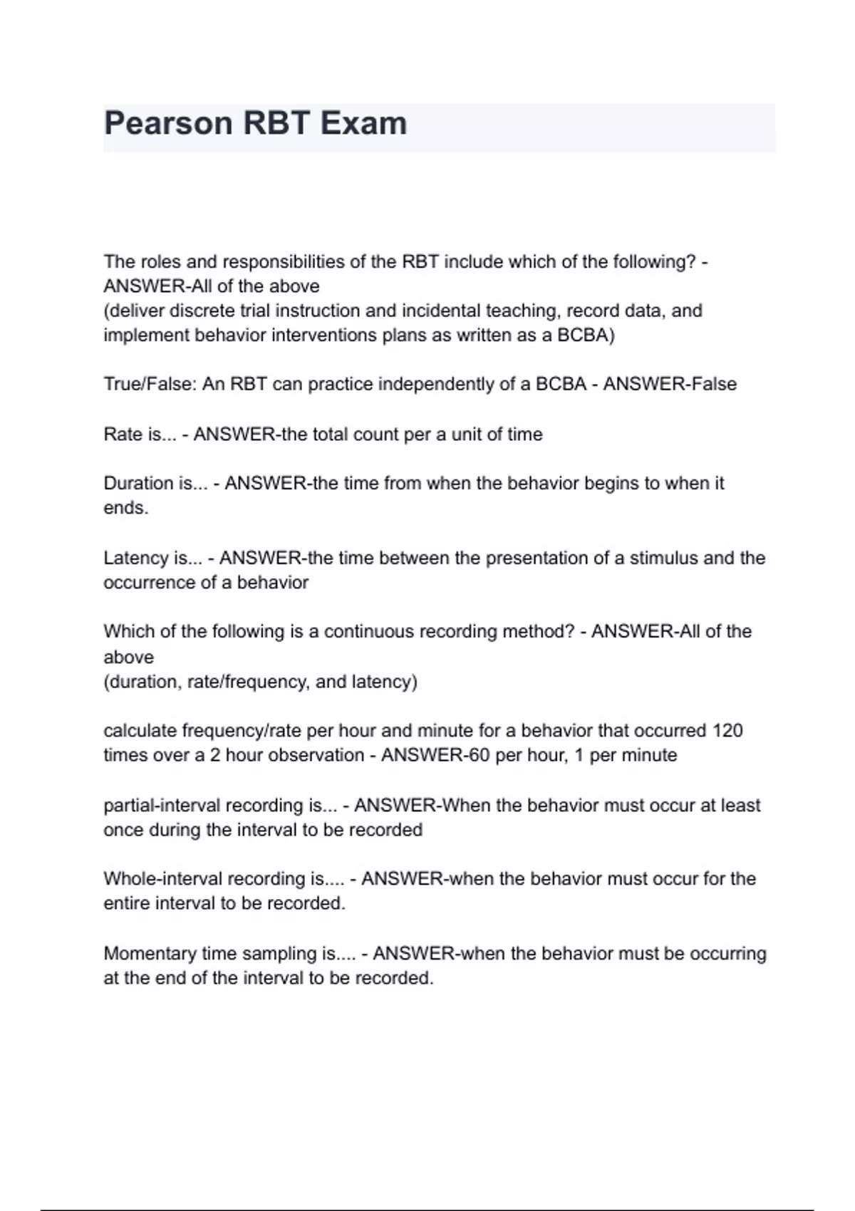 Pearson RBT Exam questions with complete solution 2024 - Pearson RBT ...