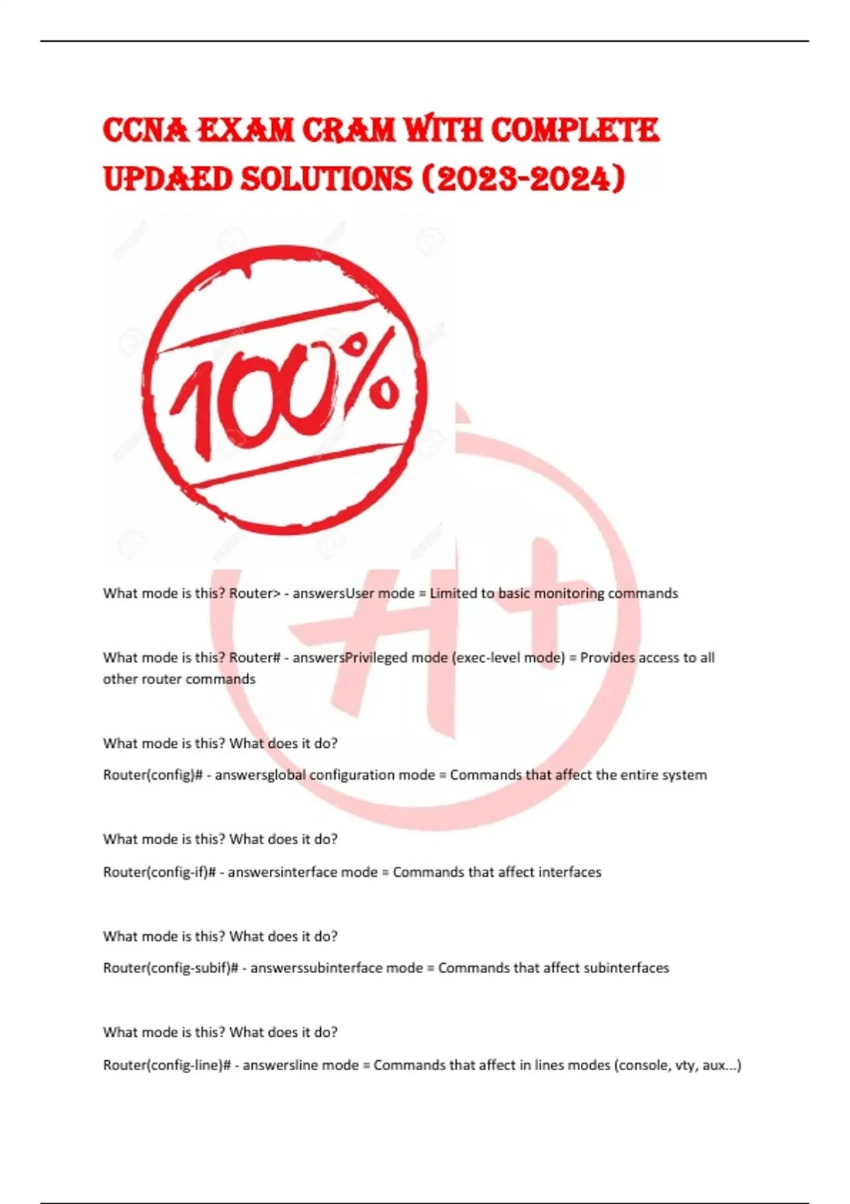 CCNA EXAM CRAM with complete updaed solutions ( - CCNA - Cisco ...