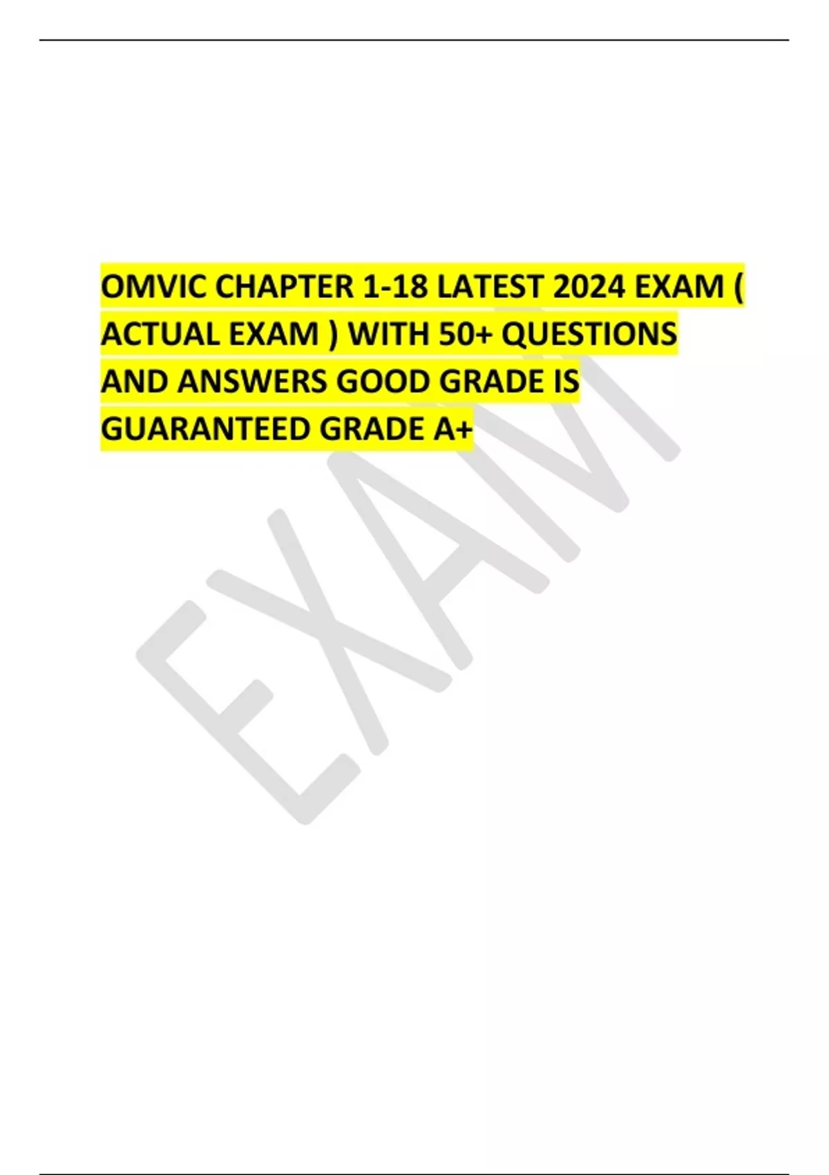OMVIC LATEST ACTUAL EXAM,OMVIC CHAPTER 1 _ 18 AND OMVIC 2 EXAM 2024 ...