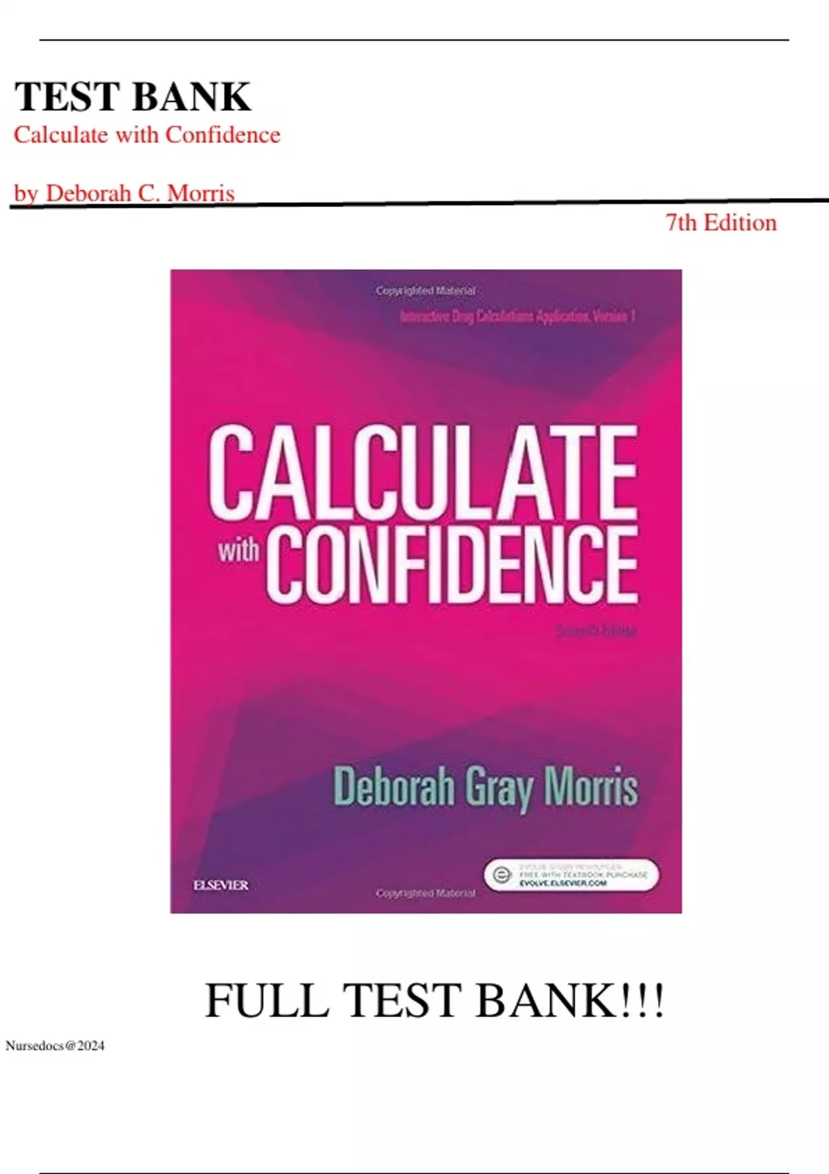 Test Bank For Calculate with Confidence, 7th Edition By Gray Morris ...