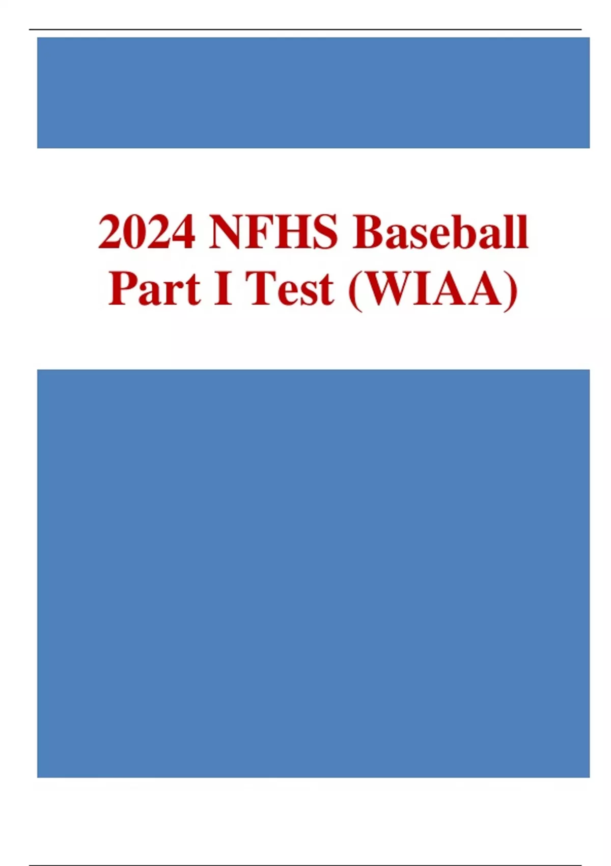 2024 NFHS Baseball Part I Test (WIAA) with 100% correct answers - 2024 ...