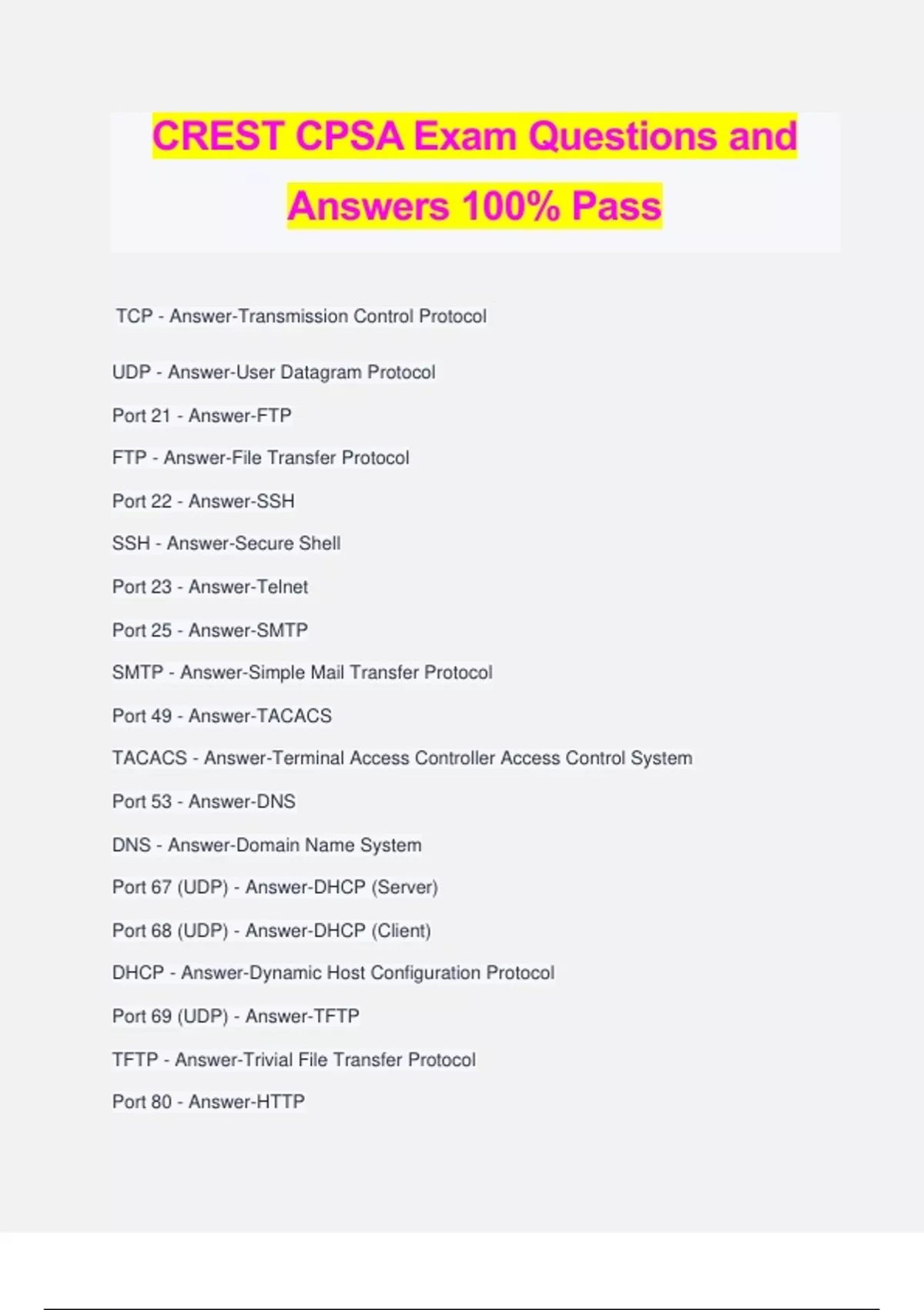 CREST CPSA Exam Questions And Answers 100 Pass CREST CPSA Stuvia US CREST CPSA Exam Questions And Answers 100 Pass CREST CPSA Stuvia US