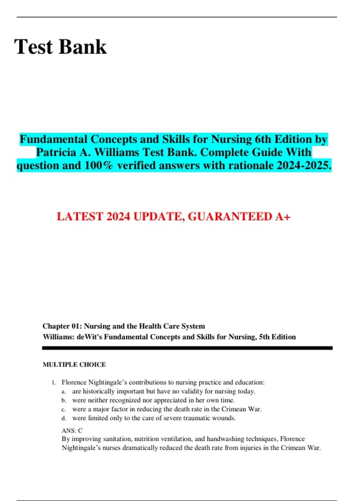 Fundamental Concepts and Skills for Nursing 6th Edition by Patricia A ...