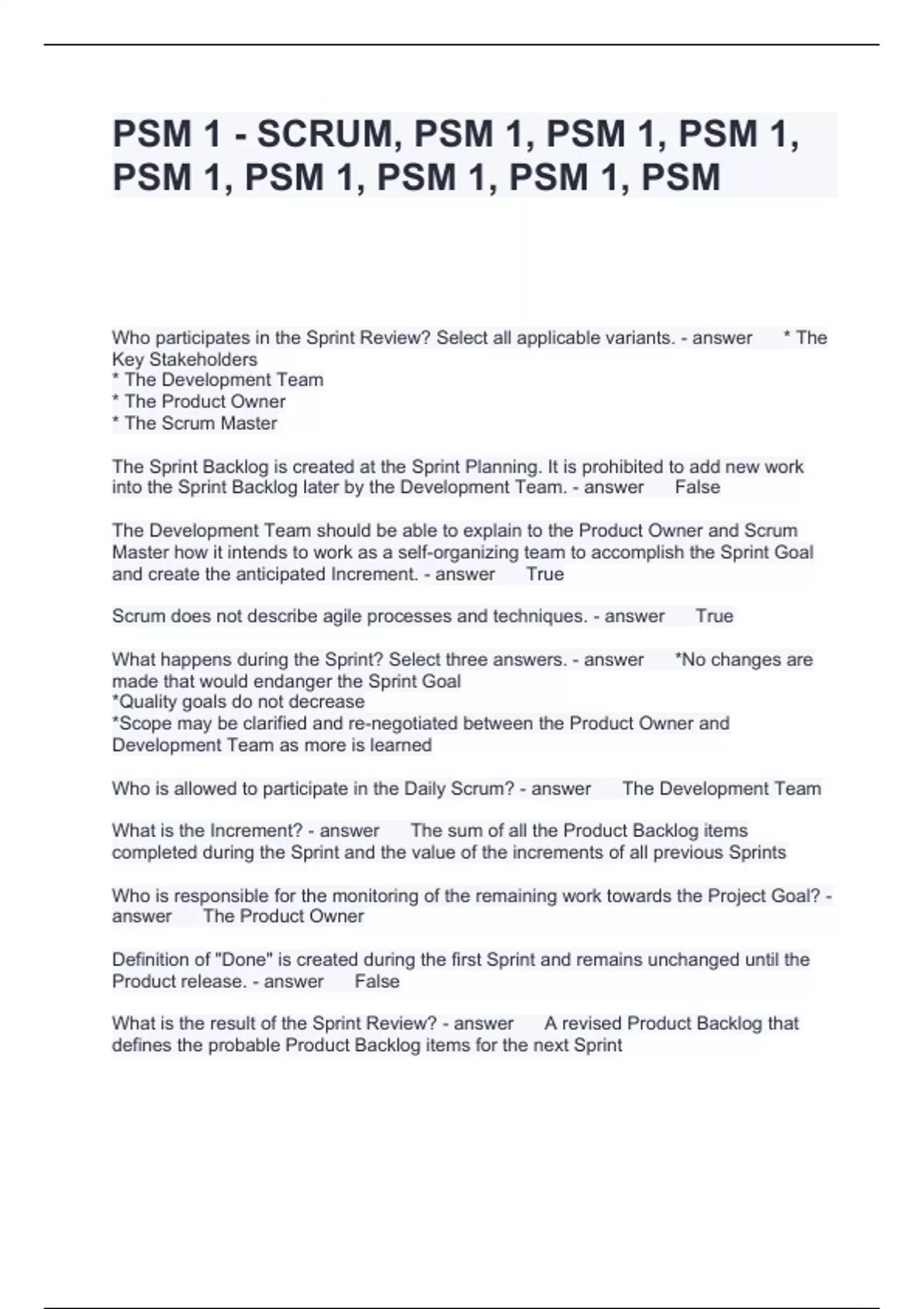PSM 1 - SCRUM, PSM 1, PSM 1, PSM 1, PSM 1, PSM 1, PSM 1, PSM 1, PSM QUESTIONS AND ANSWERS 2024 ...