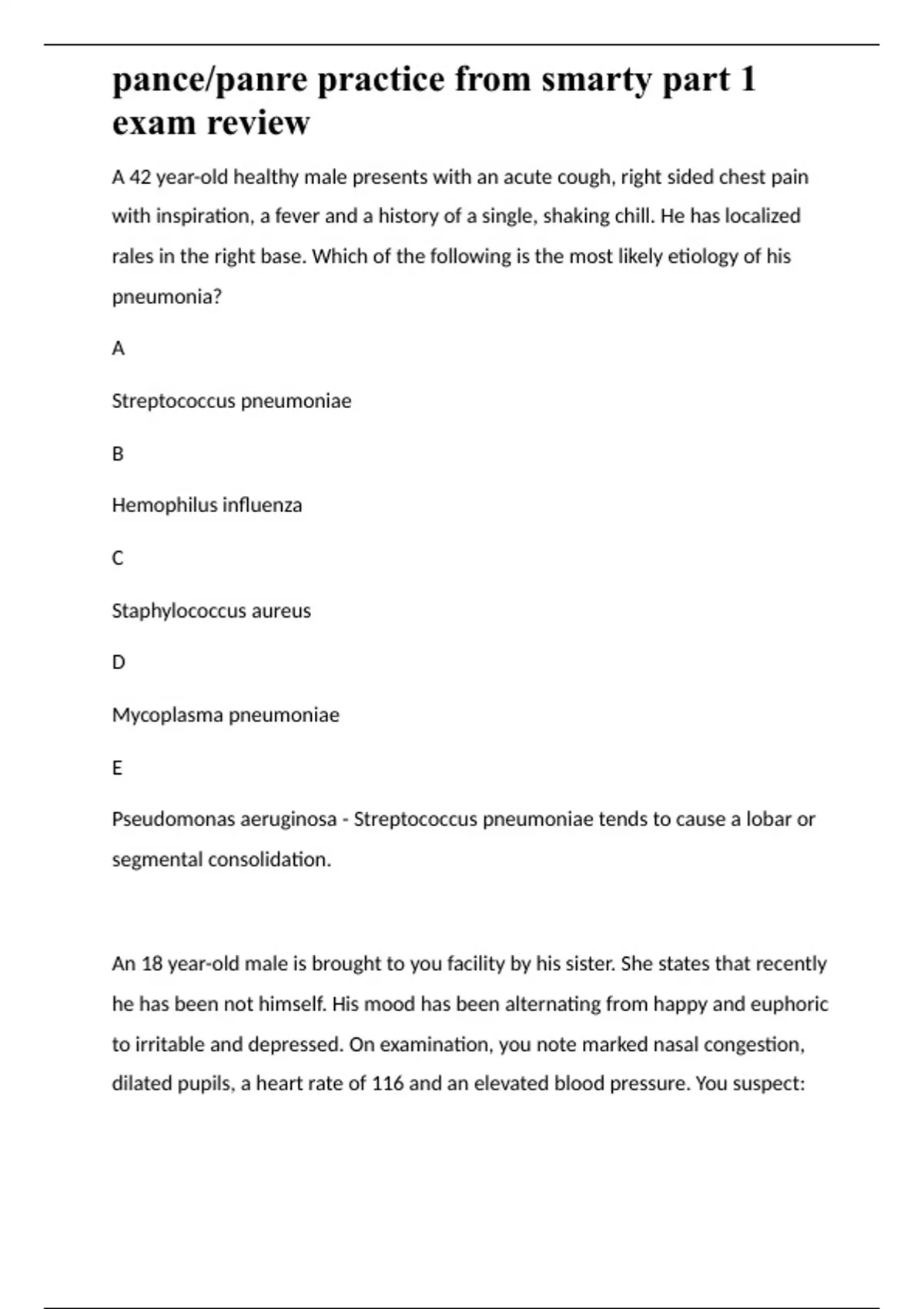 pance/panre practice from smarty part 1 exam review - Pance/panre pr ...