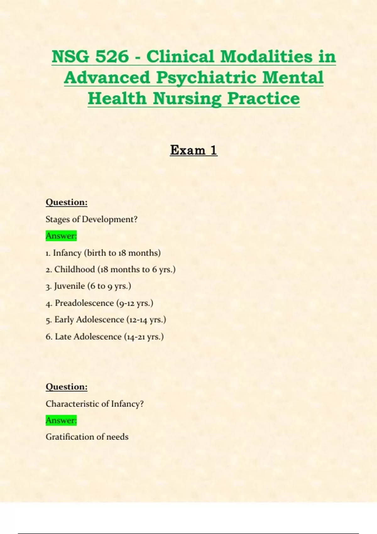 NSG 526 / NSG526 Exam 1, Exam 2 & Exam 3 | Clinical Modalities in ...