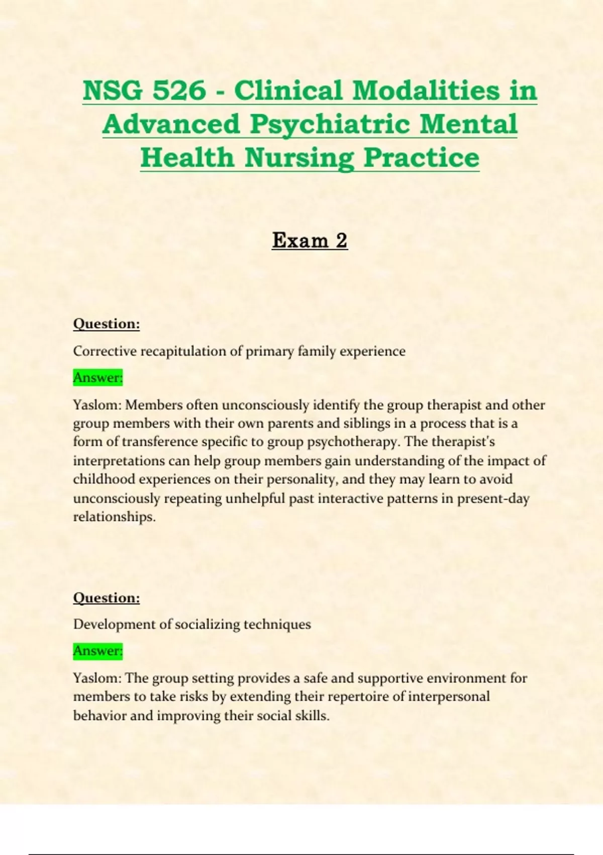 NSG526 / NSG 526 Exam 2 (2024 / 2025 Update): Clinical Modalities in ...