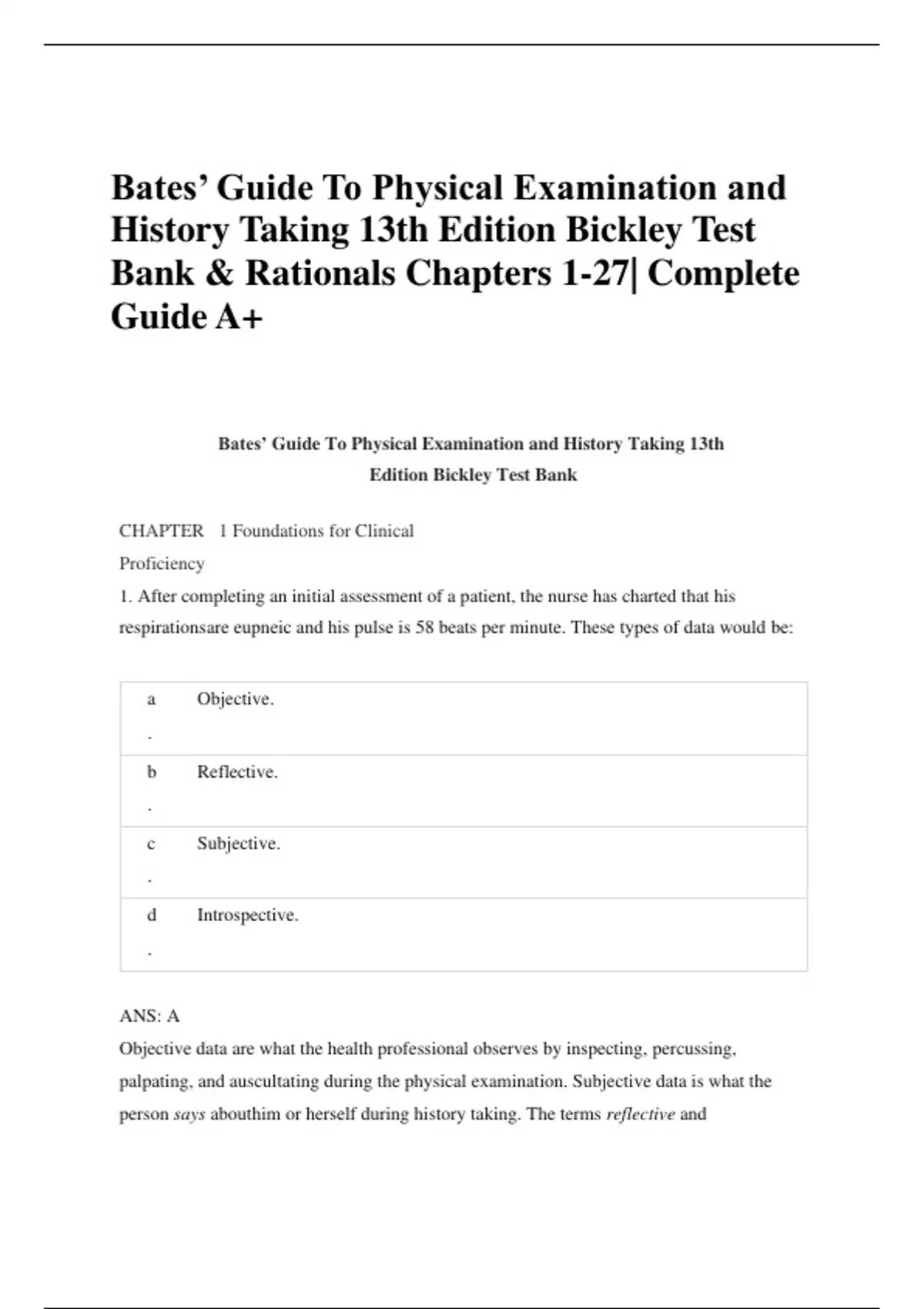 Bates’ Guide To Physical Examination and History Taking 13th Edition ...