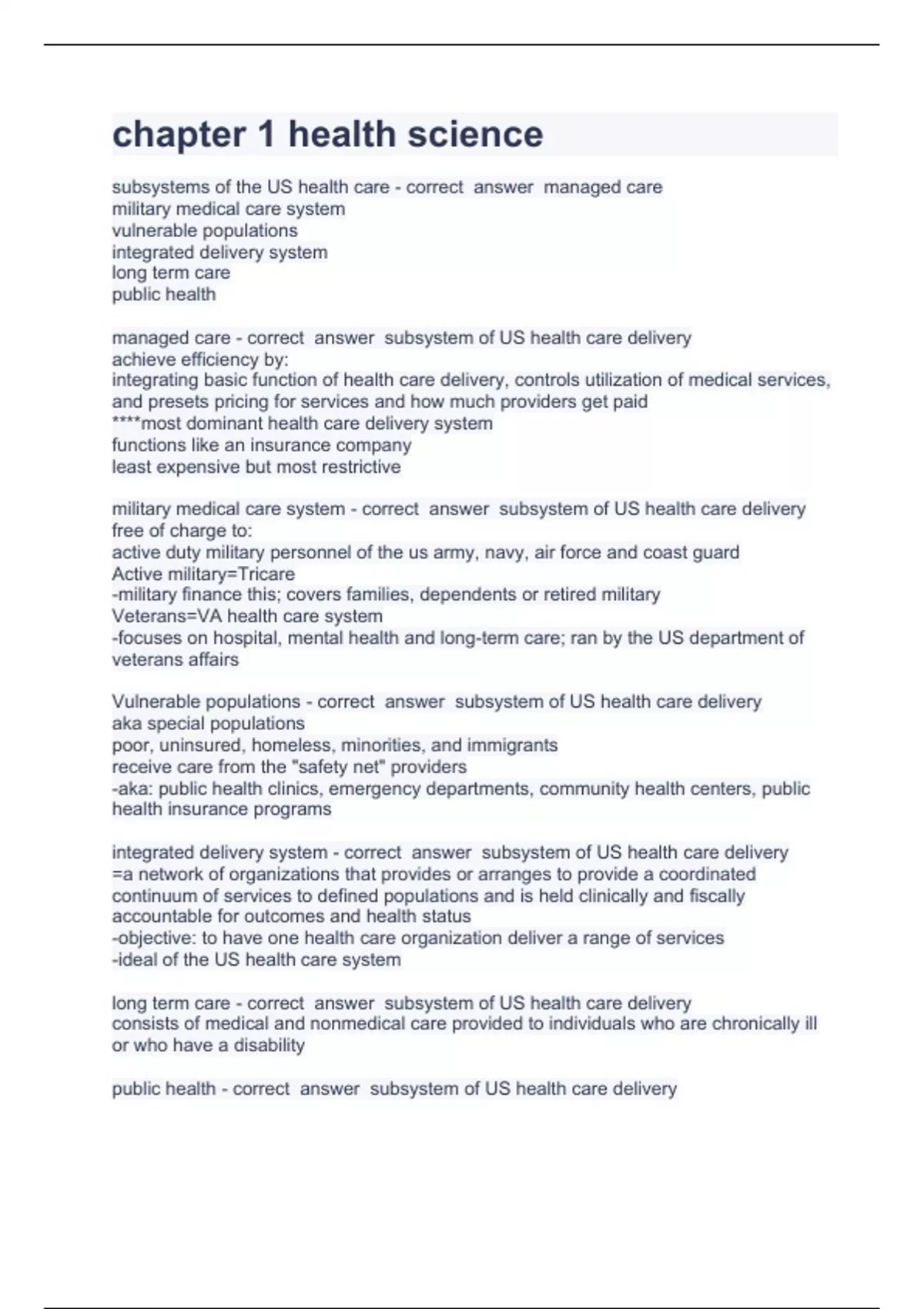 chapter 1 health science questions and answers certified to pass 2024 ...