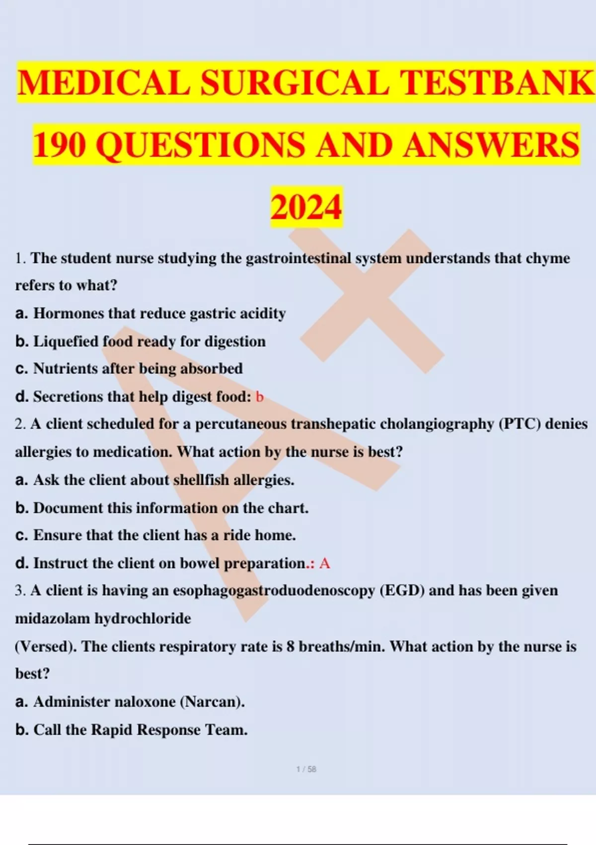 MEDICAL SURG QUESTIONS WITH CORRECT ANSWERS LATEST UPDATE 2024 A+ ...