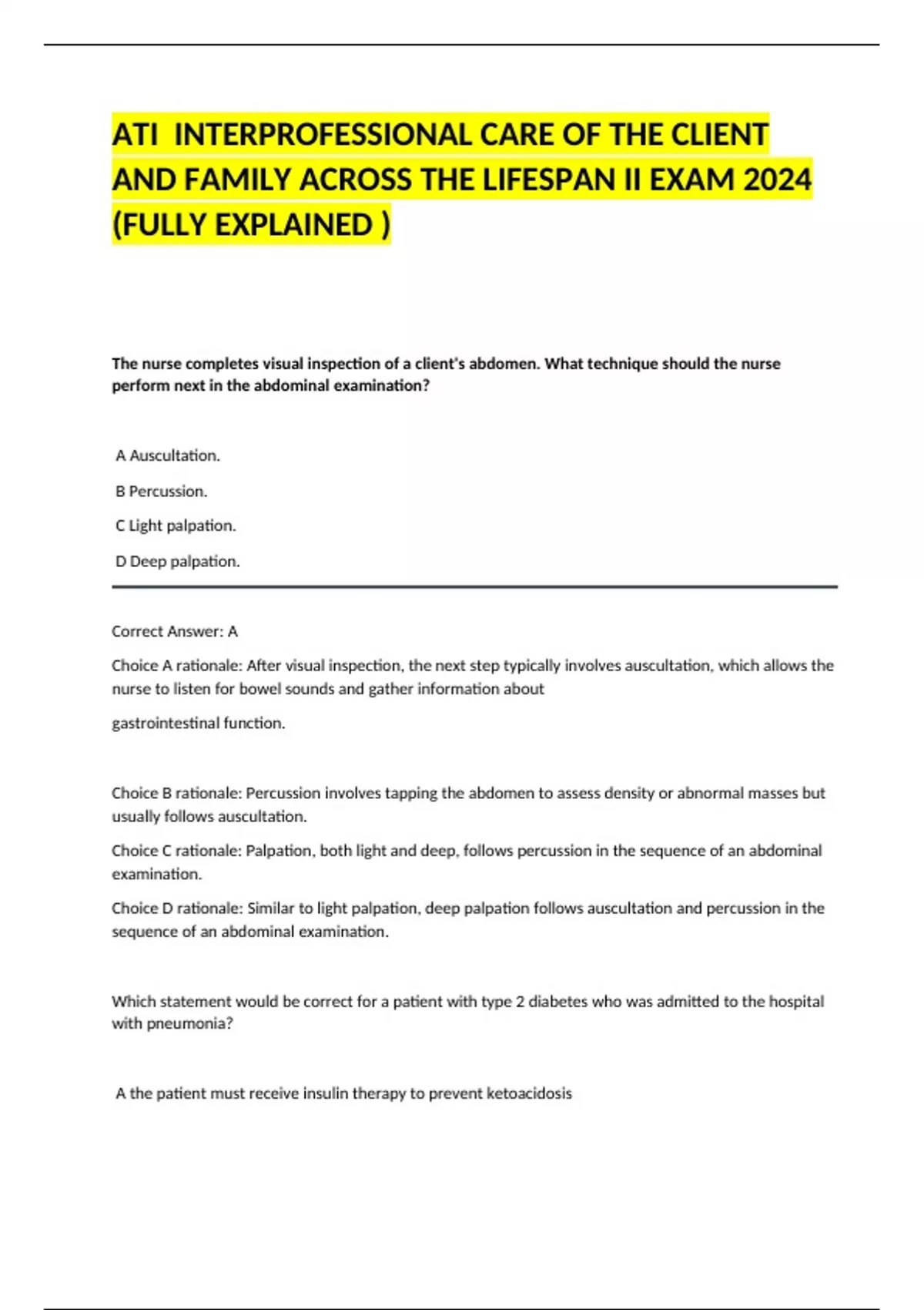 ATI INTERPROFESSIONAL CARE OF THE CLIENT AND FAMILY ACROSS THE LIFESPAN ...