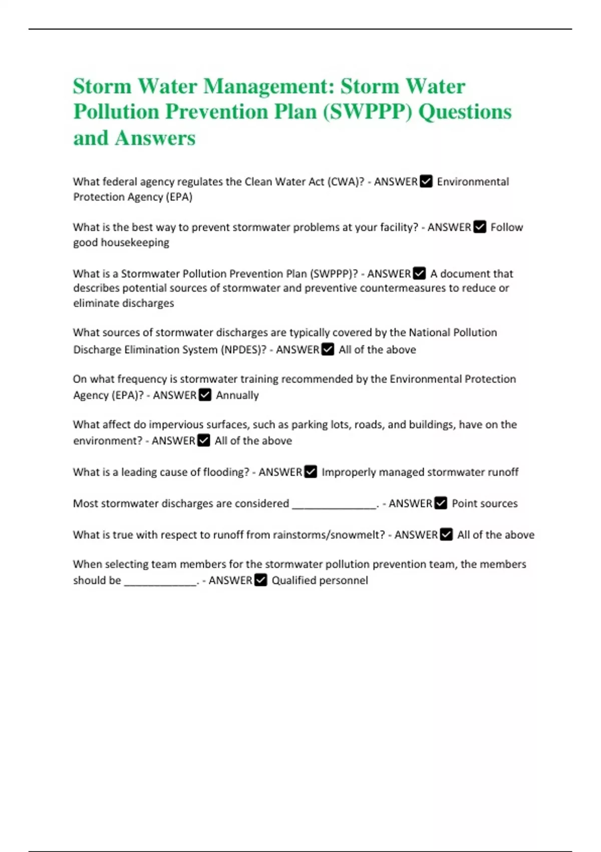 Storm Water Management: Storm Water Pollution Prevention Plan (SWPPP ...