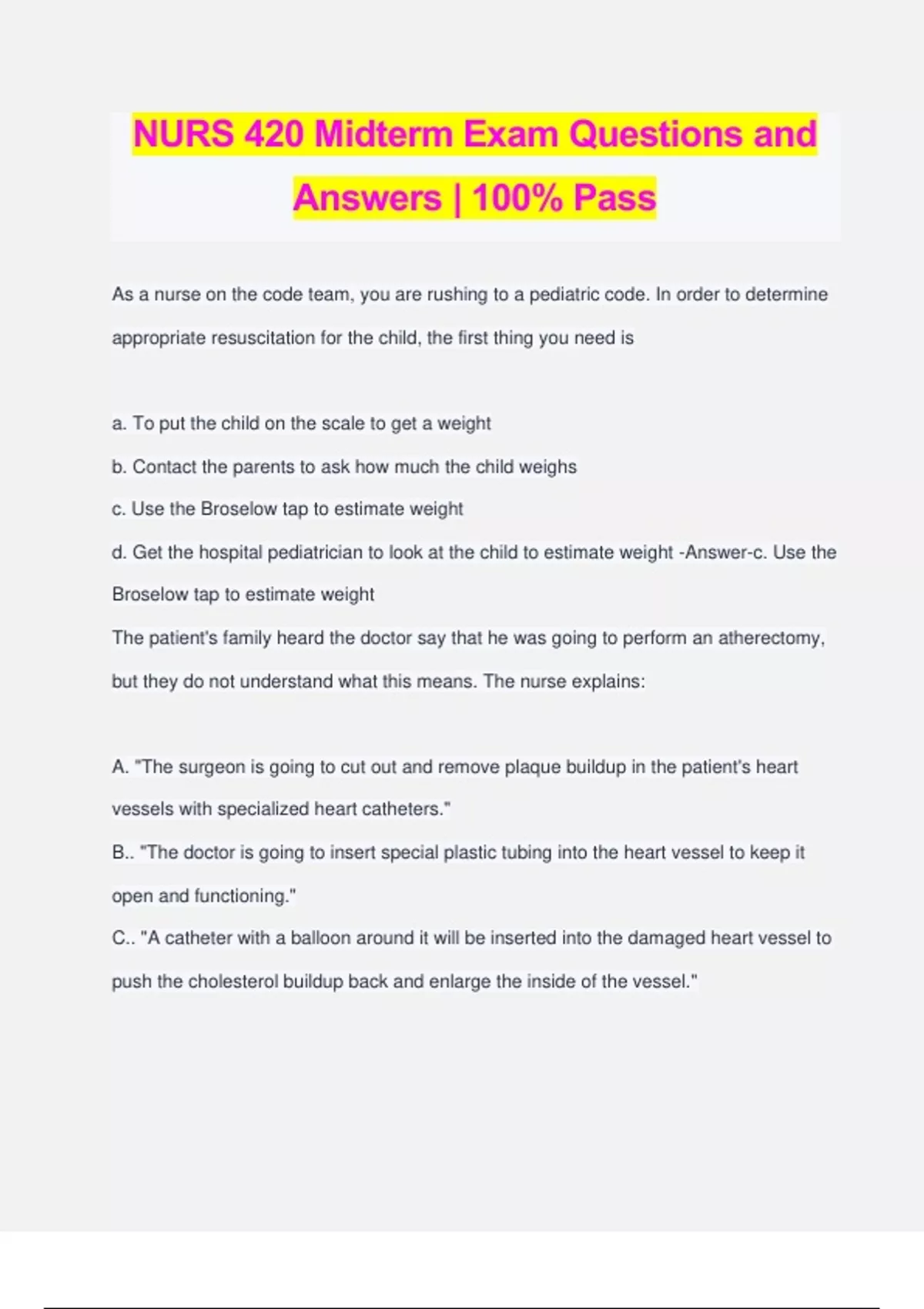 NURS 420 Midterm Exam Questions and Answers | 100% Pass - NURS 420 ...