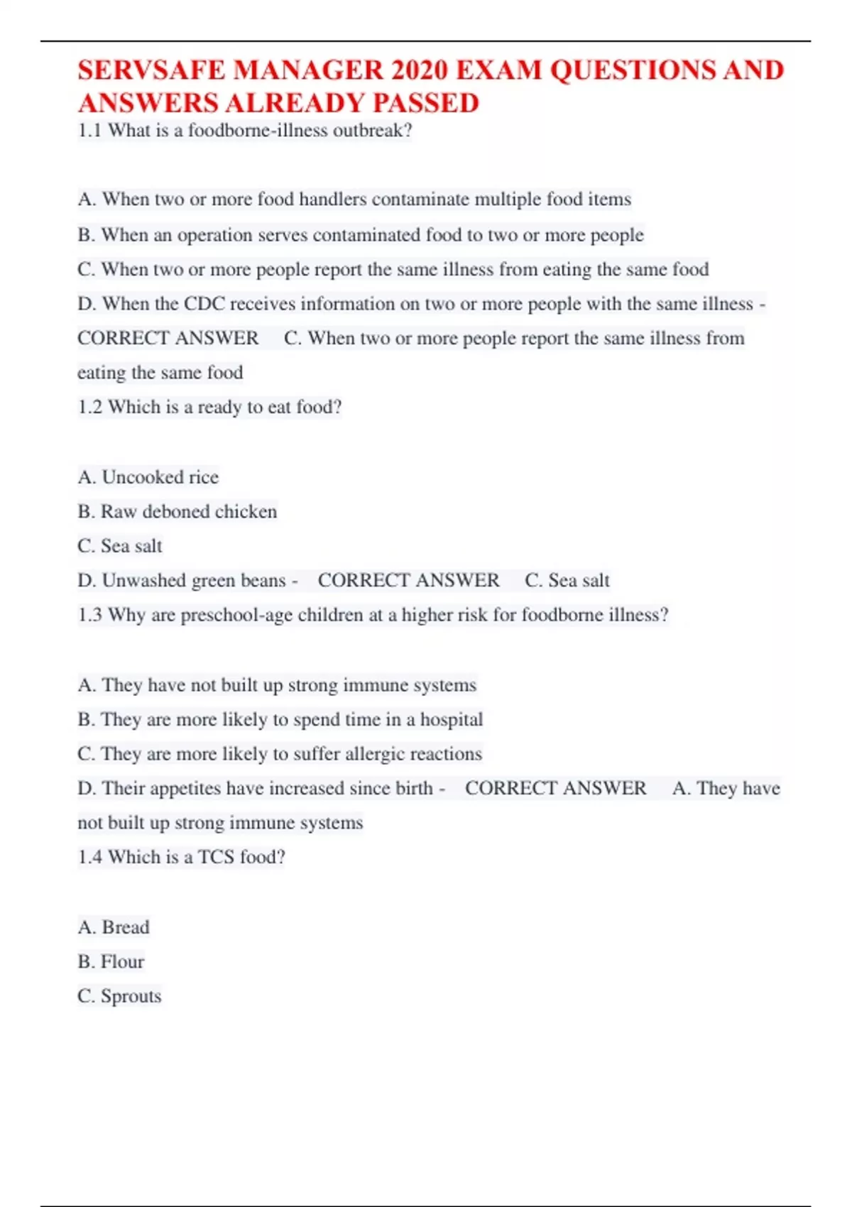Servsafe Manager 2020 Exam Questions And Answers Already Passed Servsafe Manager Stuvia Us