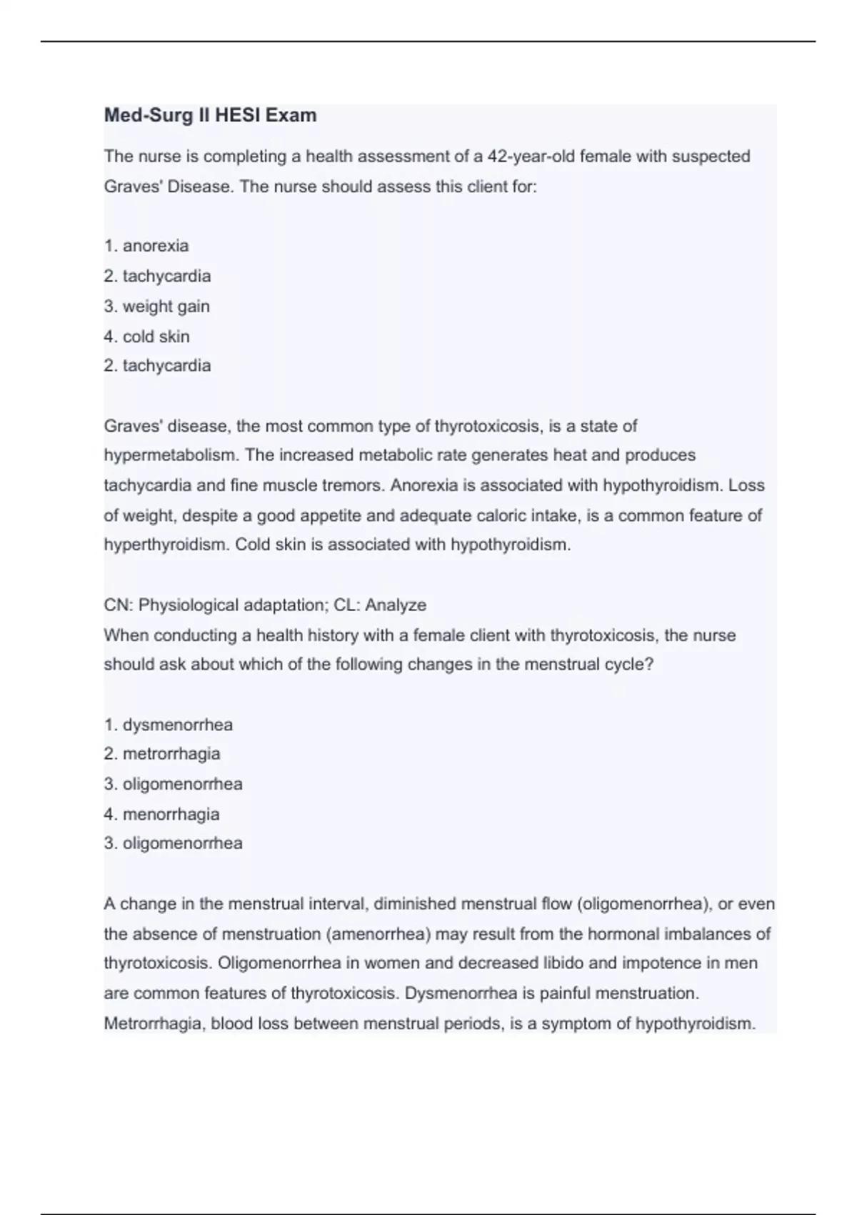 Med-Surg II HESI Exam with all 100 questions and complete solutions ...