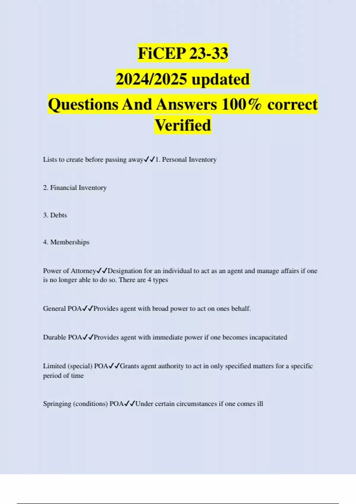 FiCEP /2025 updated Questions And Answers 100% correct Verified - FICEP - Stuvia US