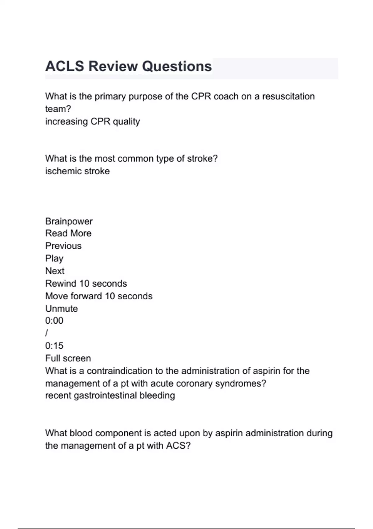 Acls Review Questions With Correct Answers 2024 2025 A Graded 100 Verified Acls Stuvia Us