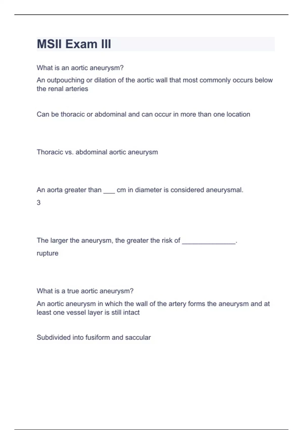 MSII Exam III questions with completed solutions 2024 - MSII - Stuvia US