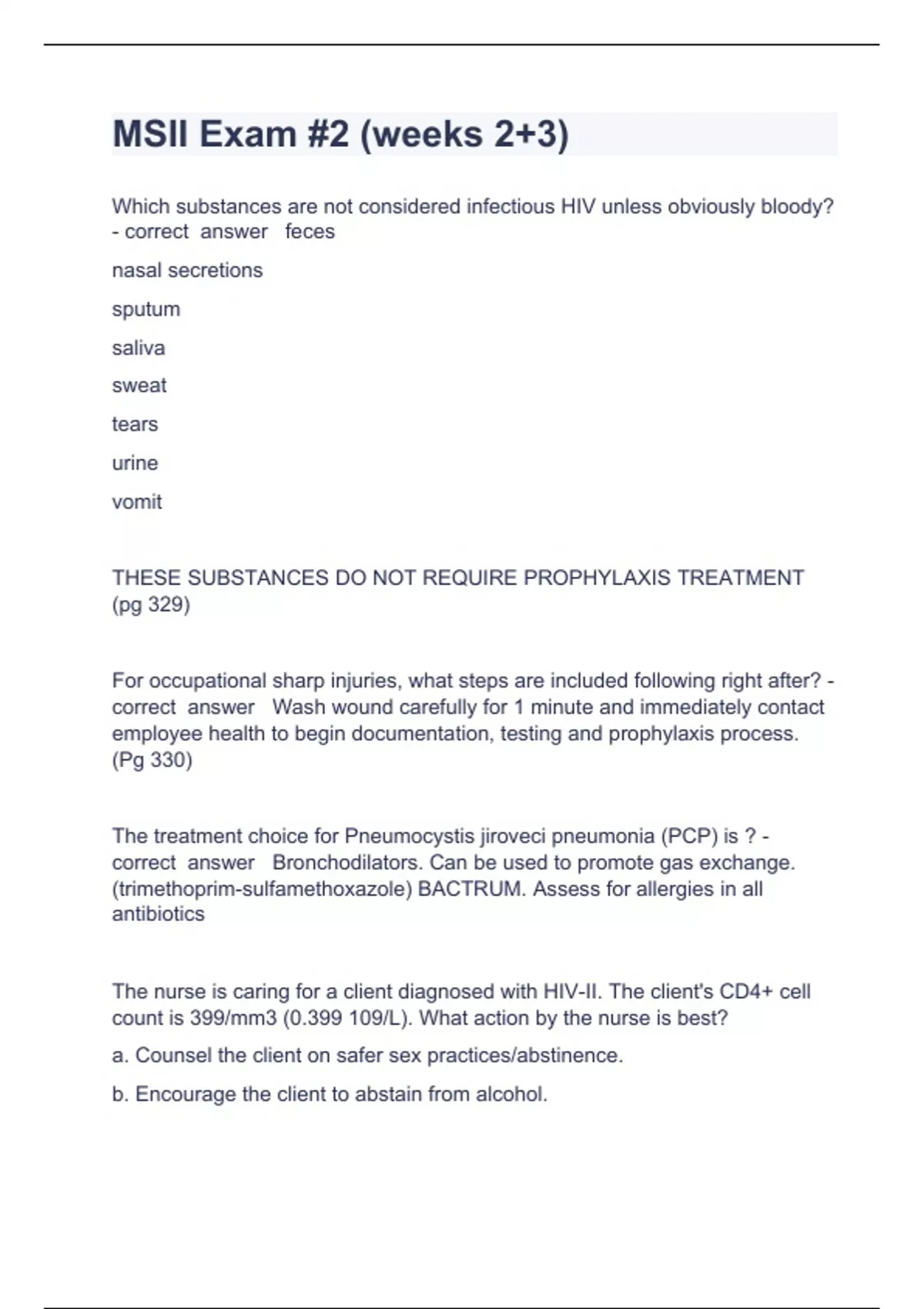 MSII Exam e questions and answers certified 2024 - MSII - Stuvia US
