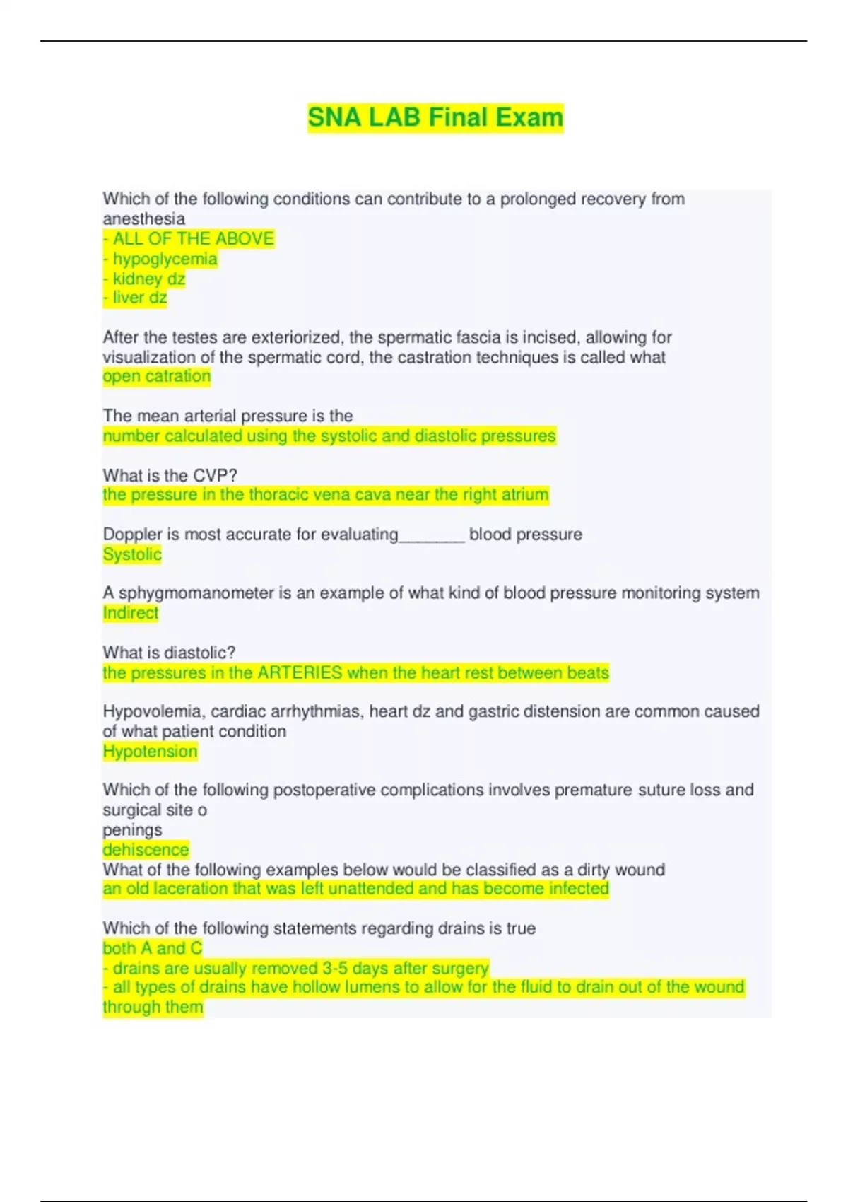 SNA LAB Final Exam - Questions and Answers - SNA LAB - Stuvia US