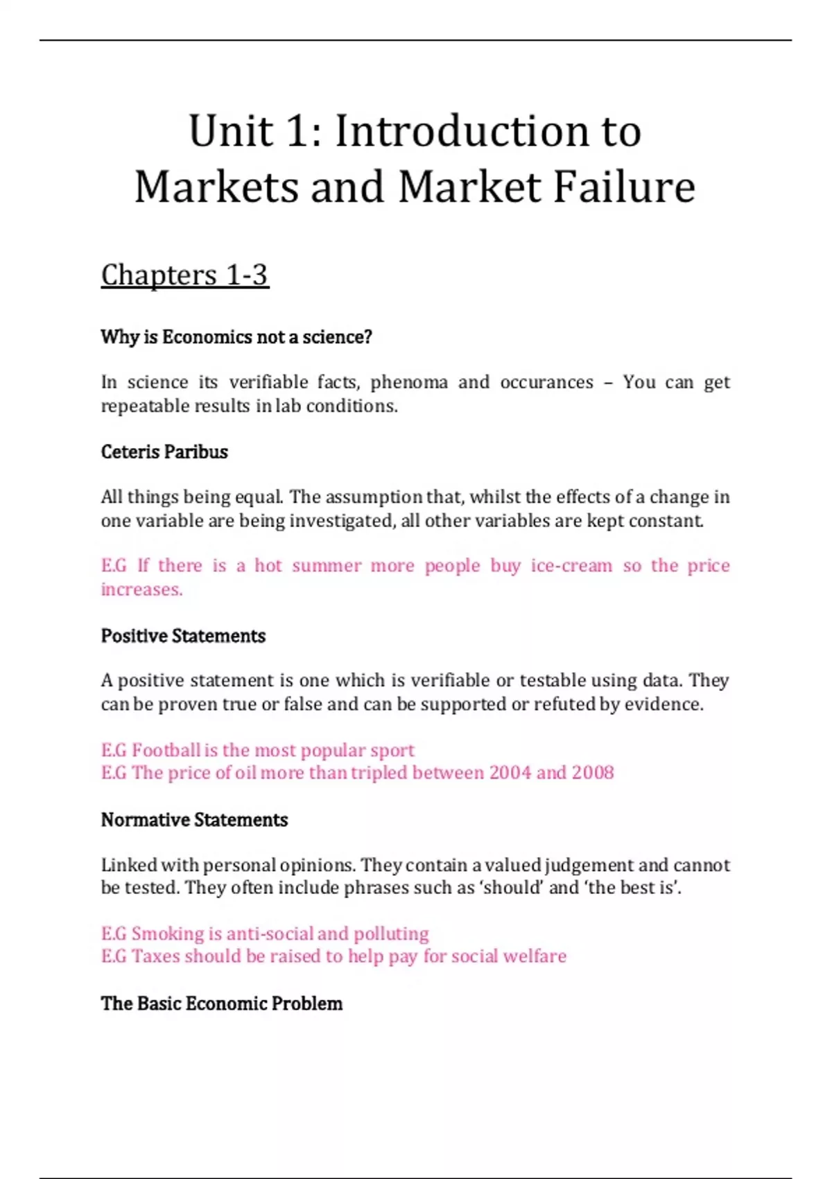 Pearson Edexcel AS/ A Level Unit 1 Introduction to Markets and Market ...