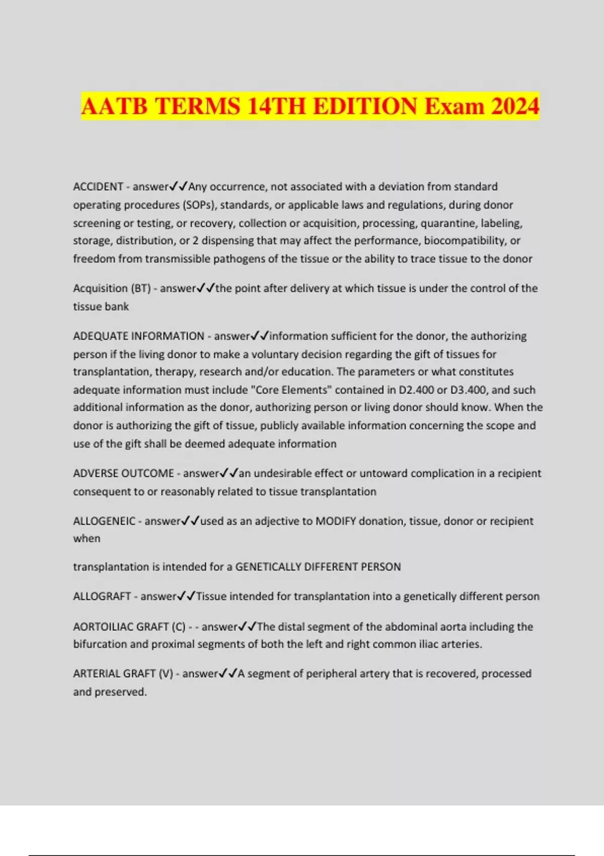 Package deal for AATB Exam Questions with 100% Correct Answers ...