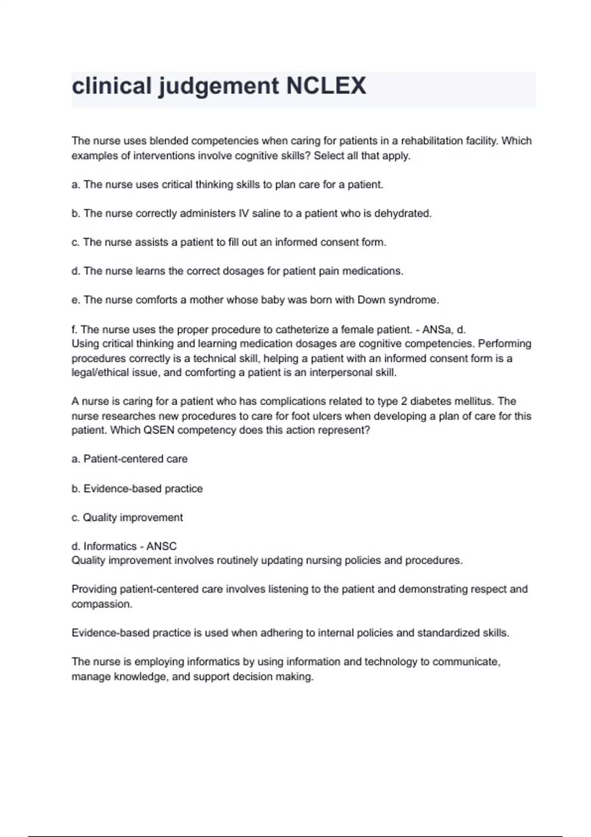 clinical judgement NCLEX 2024/2025 already graded A+ - NGN NCLEX /NCLEX ...