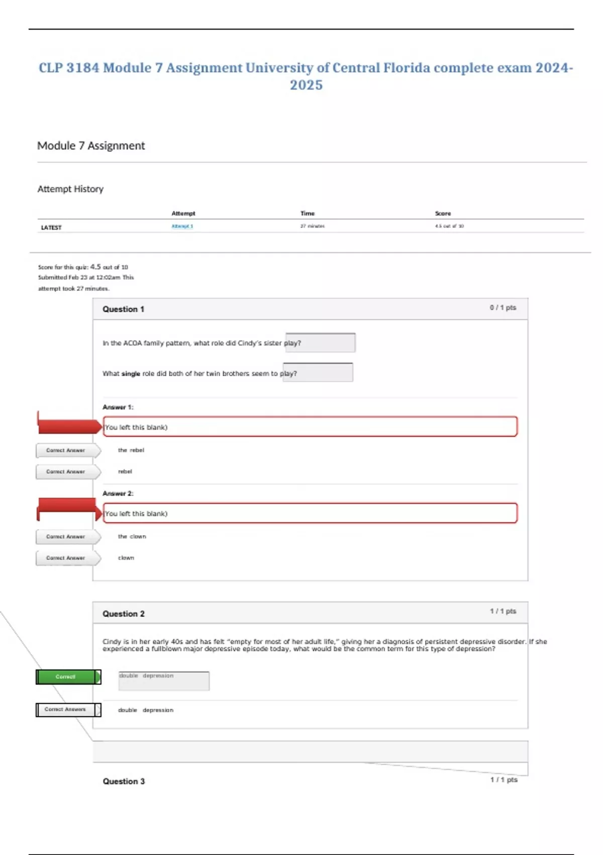 CLP 3184 Module 7 Assignment University of Central Florida complete ...