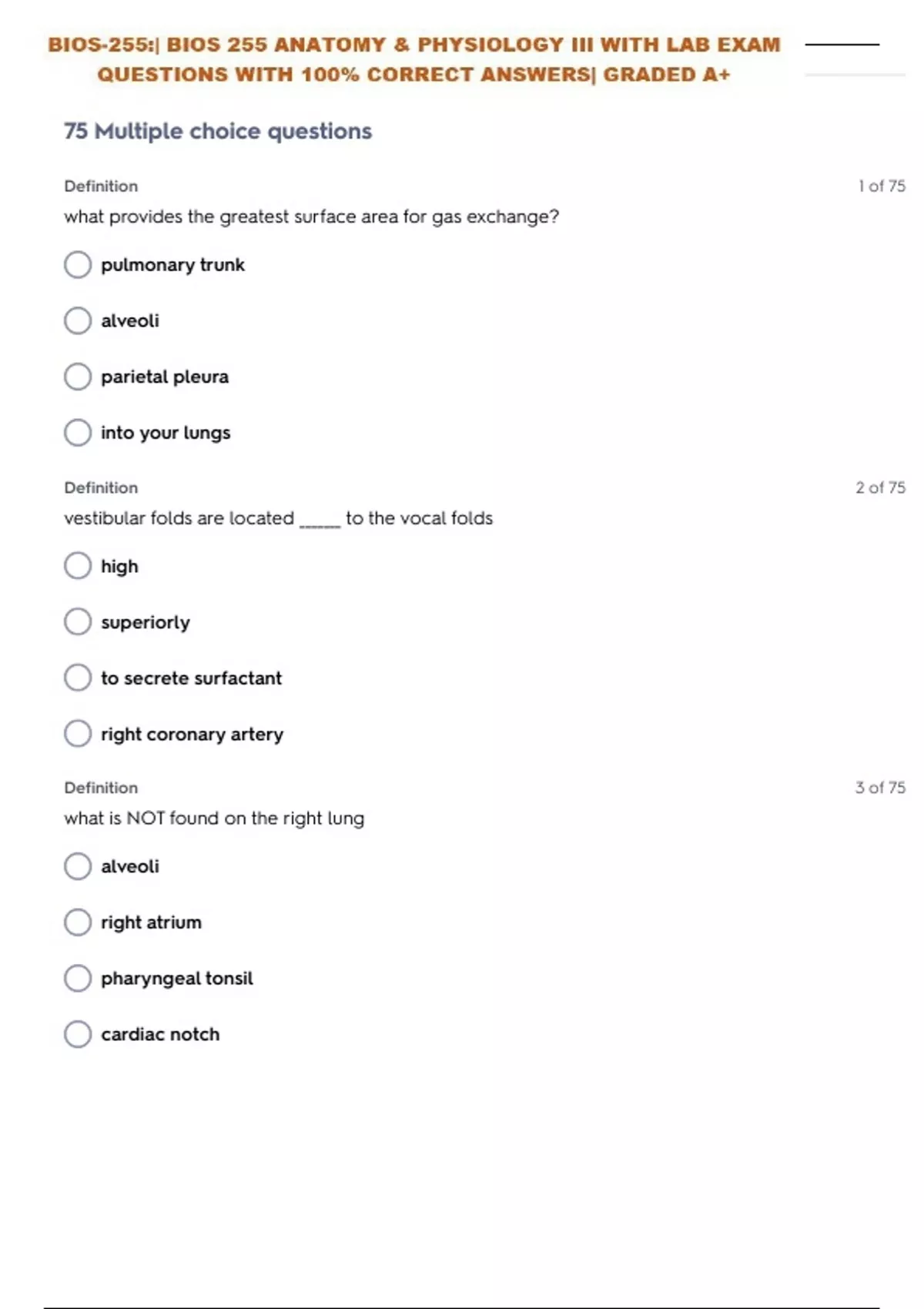 BIOS-255: ANATOMY & PHYSIOLOGY III WITH LAB {Self-Test 13} - BIOS-255 ...