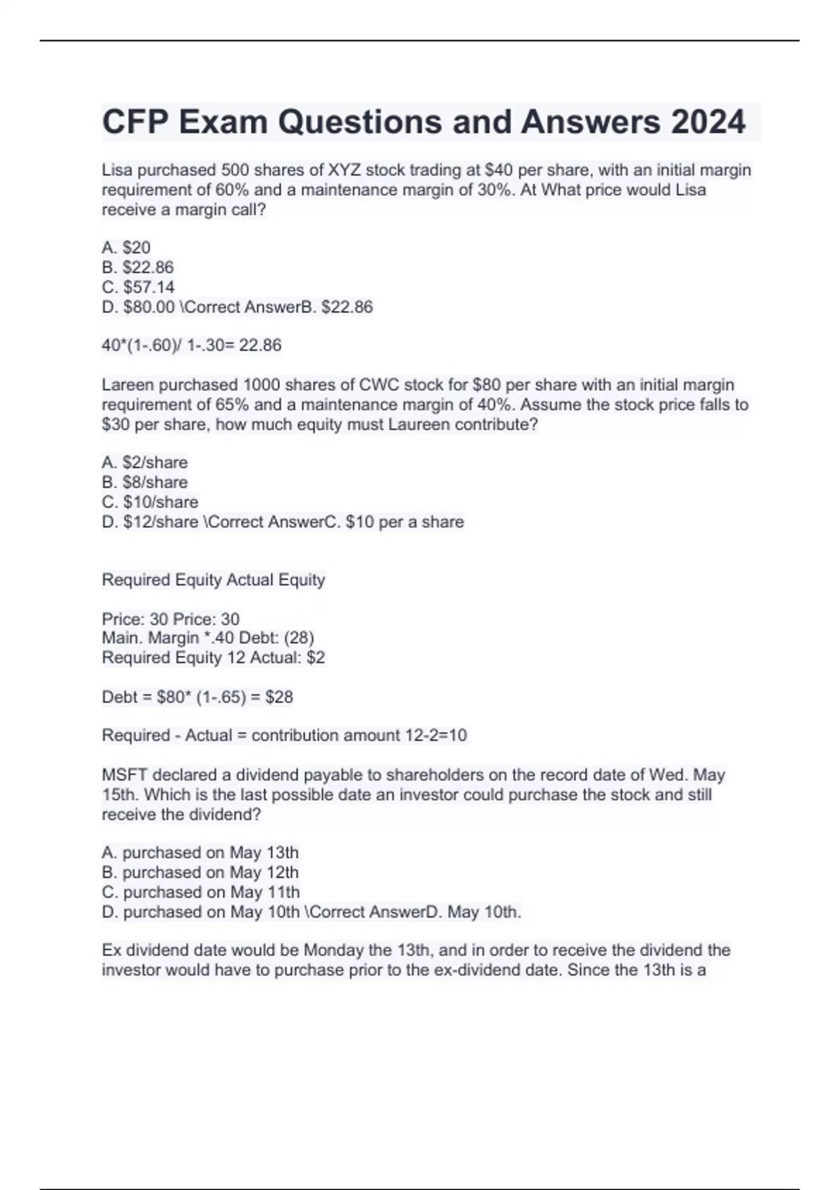 Cfp Exam Questions And Answers 2024 Nursing Stuvia Us