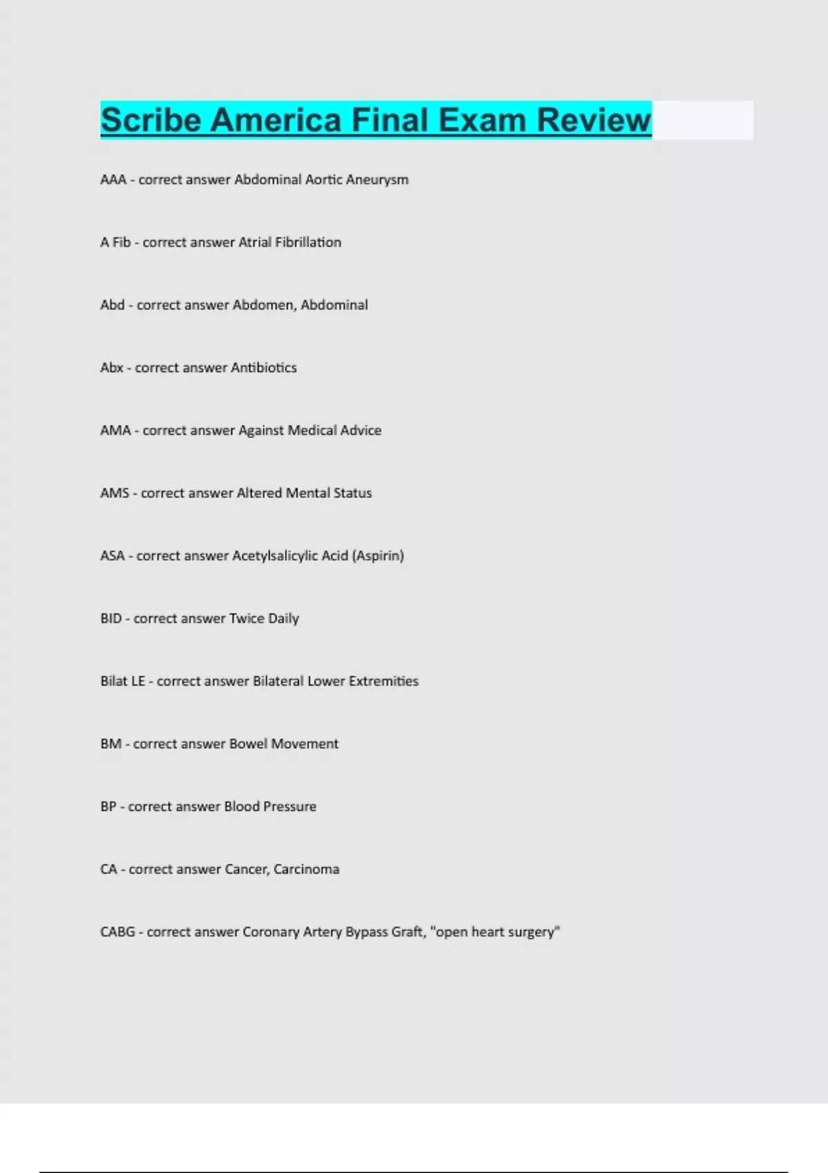 Scribe America Final Exam Review Questions and answers latest update ...