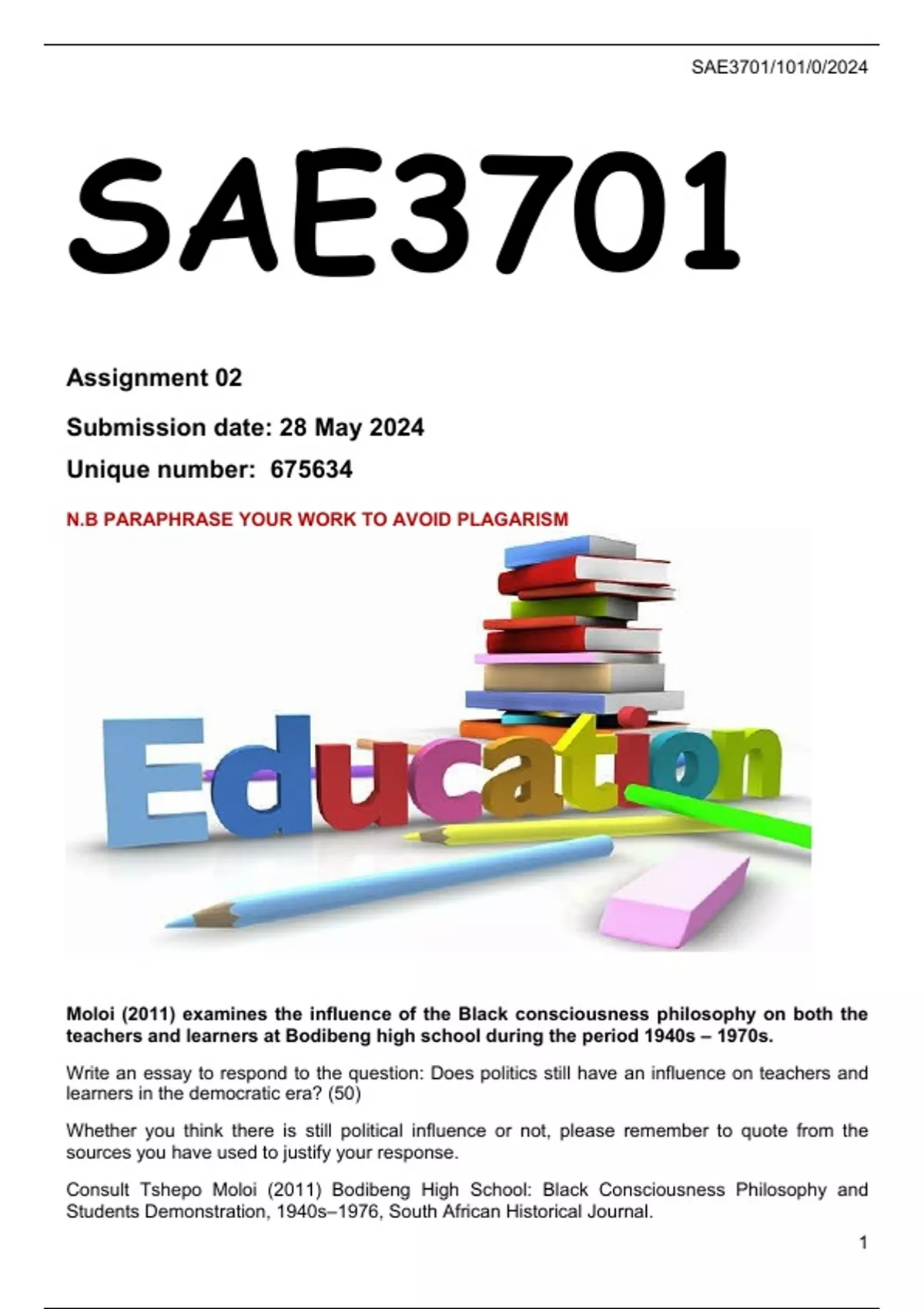 SAE3701 ASSIGNMENT 2 2024 - SAE3701 (SAE3701) - Stuvia SA