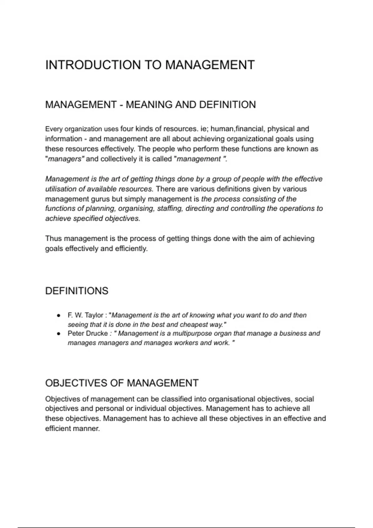 Introduction to management - Introduction to management - Stuvia US