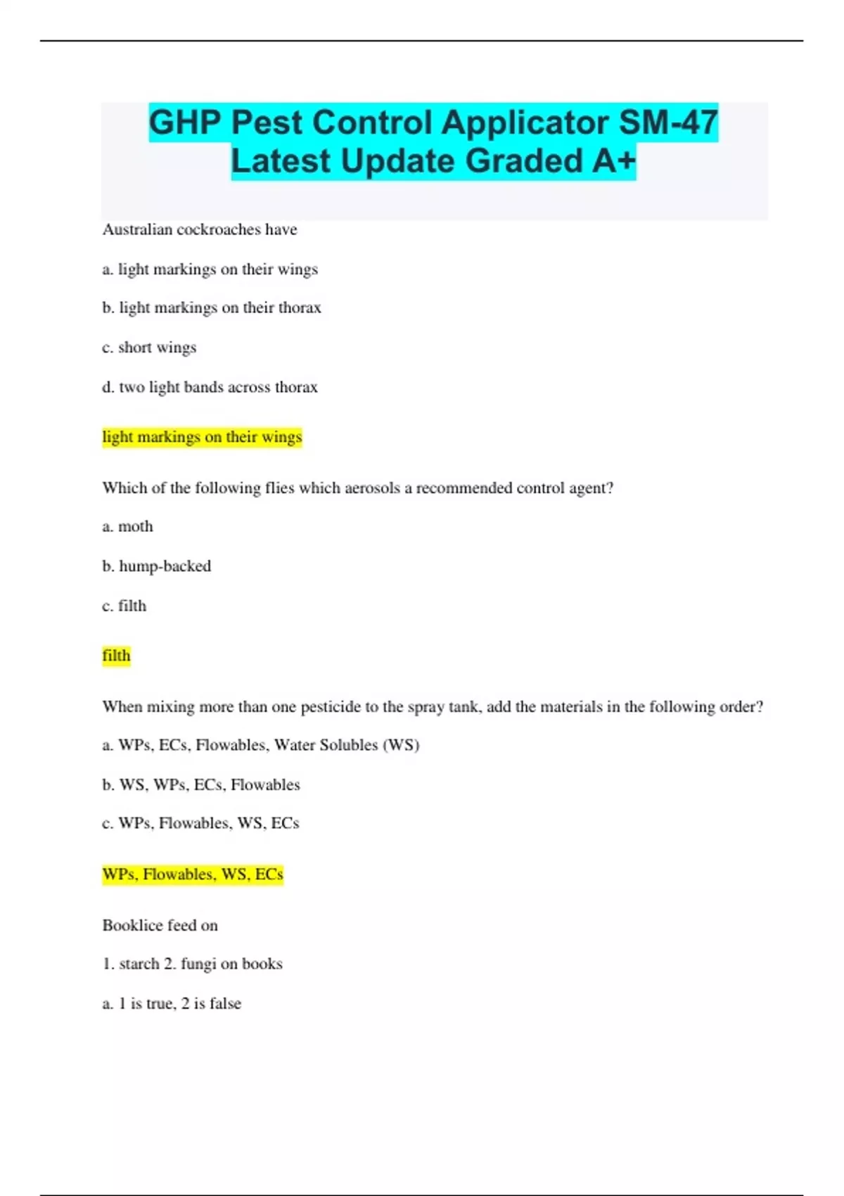 GHP Pest Control Applicator SM-47 Latest Update Graded A+ - GHP Pest ...