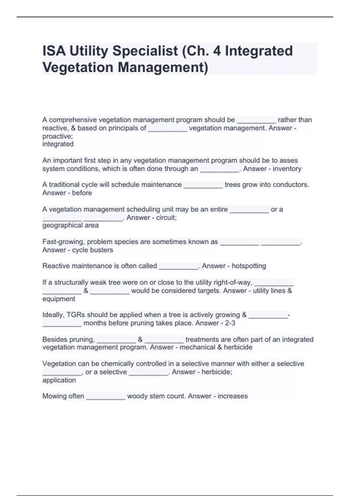 ISA Utility Specialist (Ch. 4 Integrated Vegetation Management) - ISA ...
