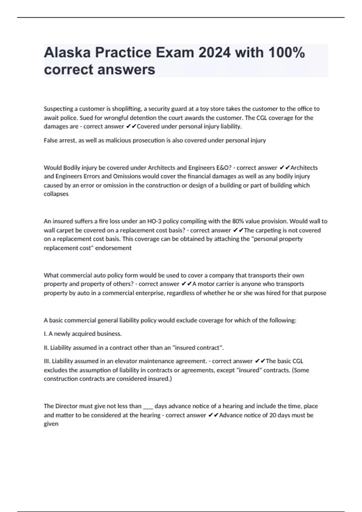 Alaska Practice Exam 2024 with 100% correct answers - Alaska - Stuvia US