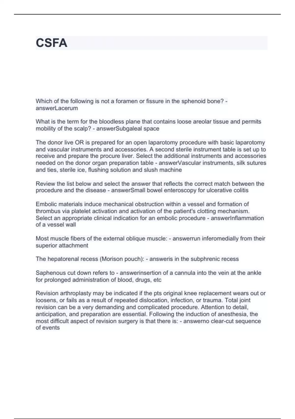 CSFA QUESTIONS WITH CORRECT ANSWERS 2024 - CFSA - Stuvia US