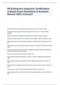 PA Emissions Inspector Certification (Latest) Exam Questions & Answers ...