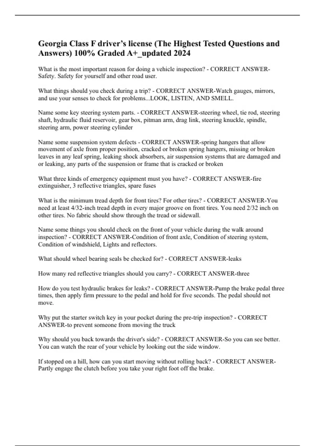 Georgia Class F driver’s license (The Highest Tested Questions and ...