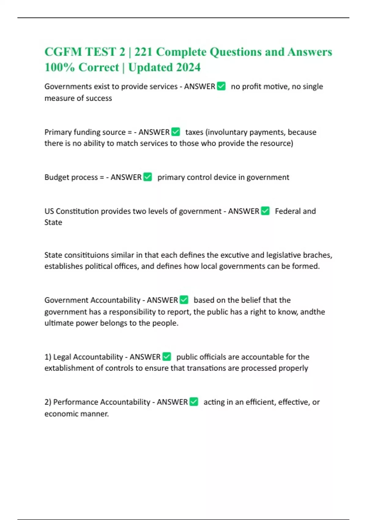 CGFM TEST 2 | 221 Complete Questions and Answers 100% Correct | Updated ...